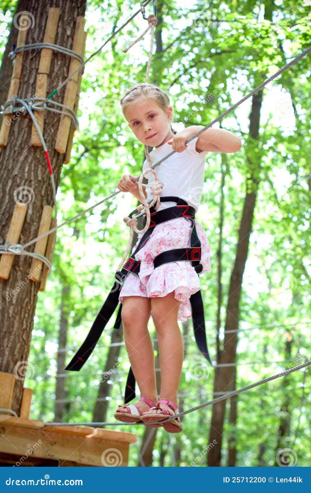 Young Girl Balancing on Rope Stock Photo - Image of girl, challenge ...