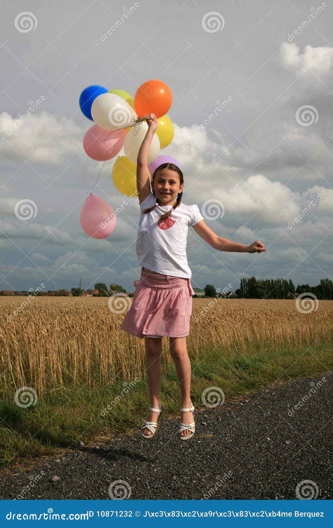 Young girl with balloon stock photo. Image of girl, country - 10871232