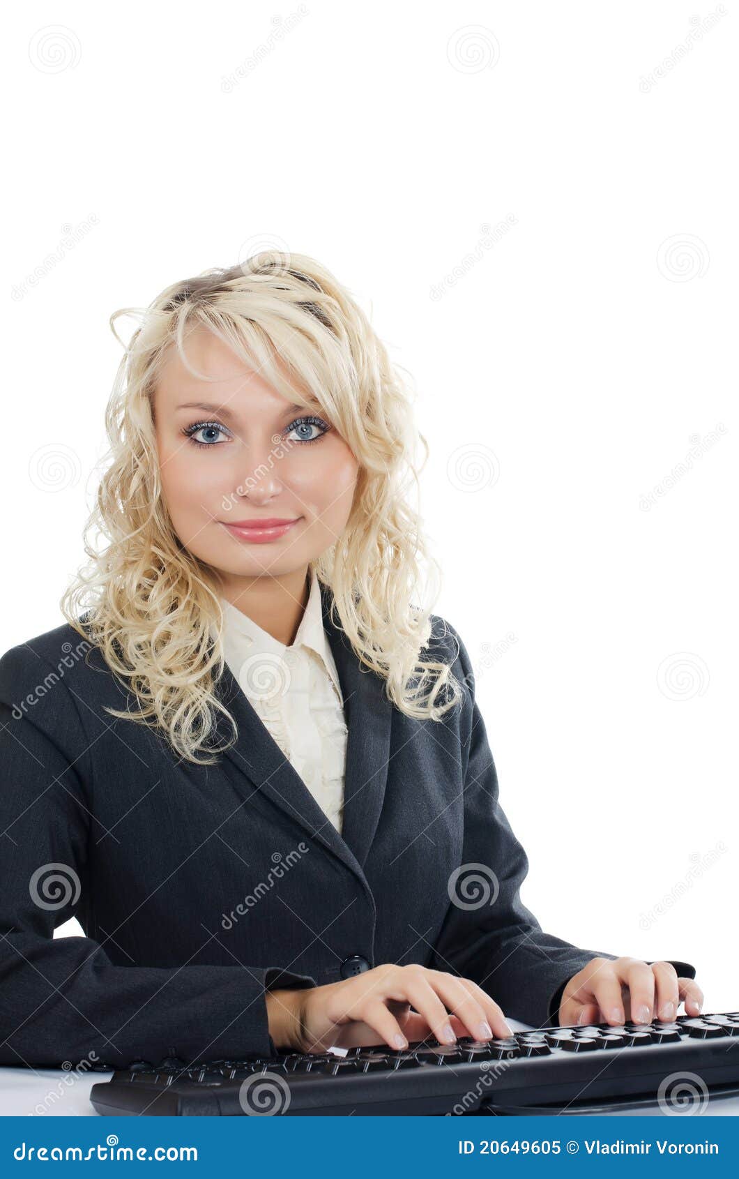 The Young Girl Behind the Computer Stock Image - Image of happy ...
