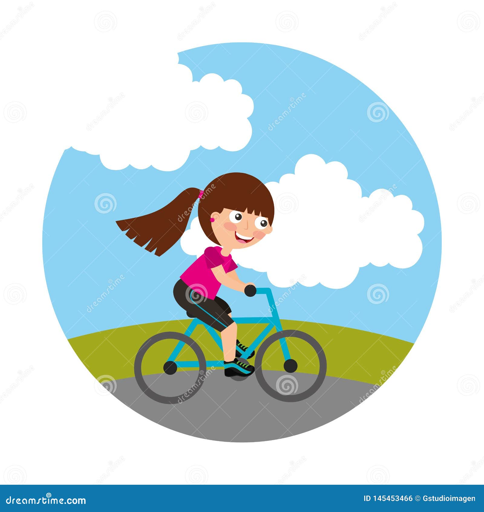 Young Girl in Bicycle Isolated Icon Stock Vector - Illustration of ...