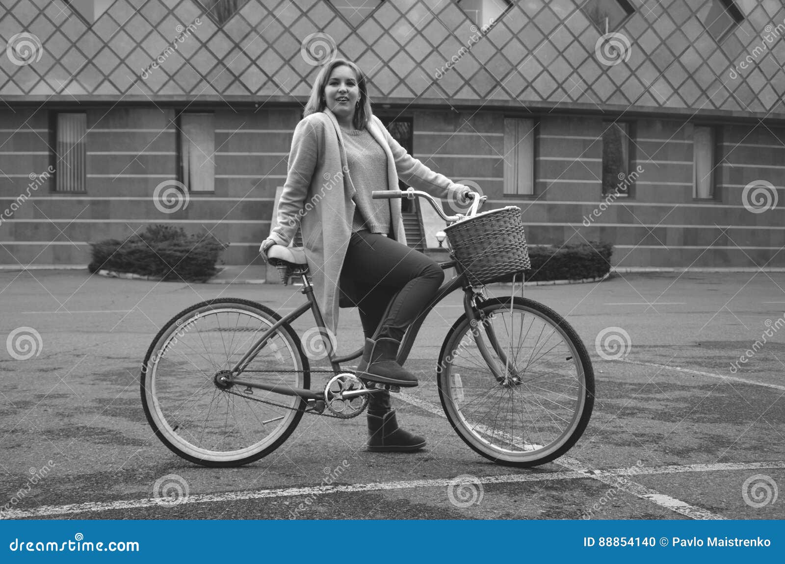 Young Girl with Bicycle on the Walk Stock Photo - Image of cycling ...