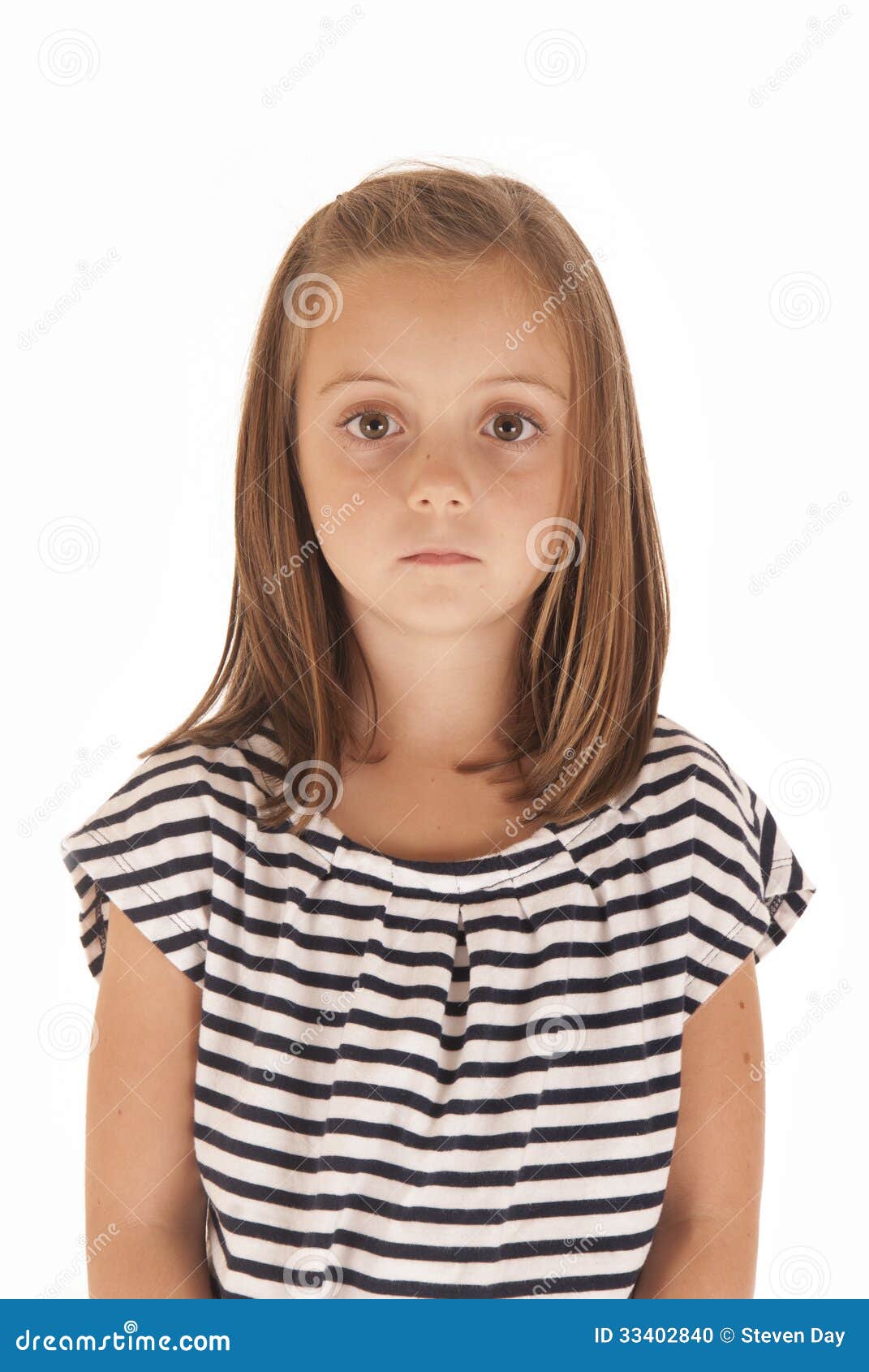Young Girl with Big Eyes Stoic Expression Stock Photo - Image of ...