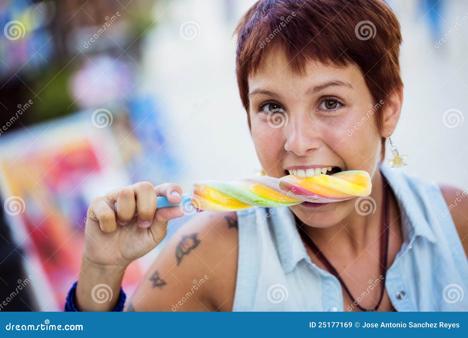 Young Girl Bitting an Ice Lolly Stock Image - Image of icecream ...
