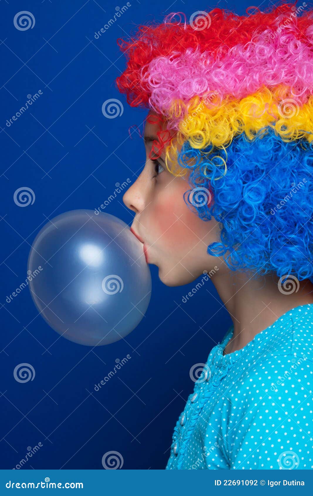 Young Girl Blowing Bubble Gum Balloon Stock Photo - Image of female ...