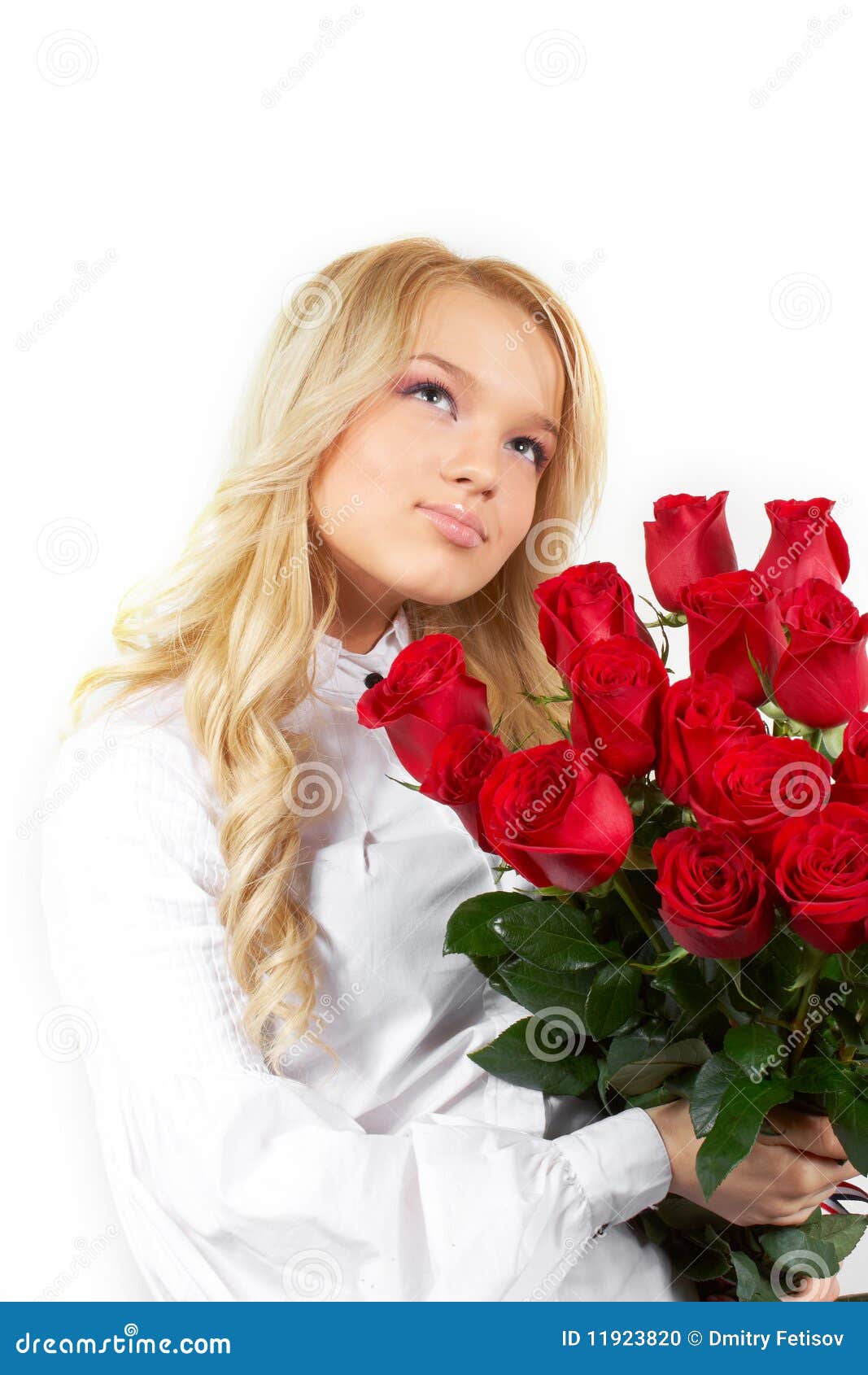 Young Girl with a Bouquet of Roses Stock Photo - Image of rose, woman ...