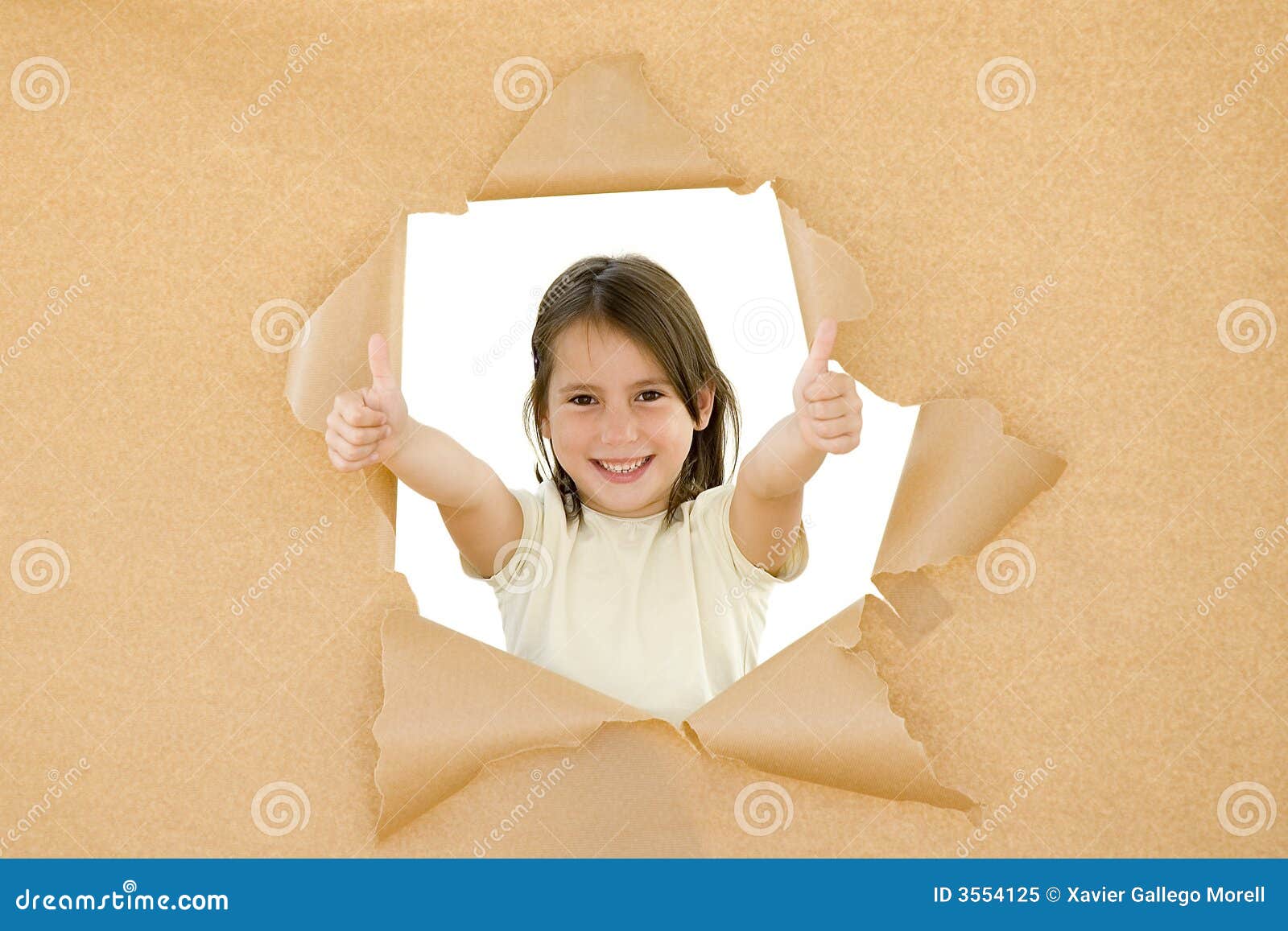 Young girl braking through stock image. Image of copy - 3554125