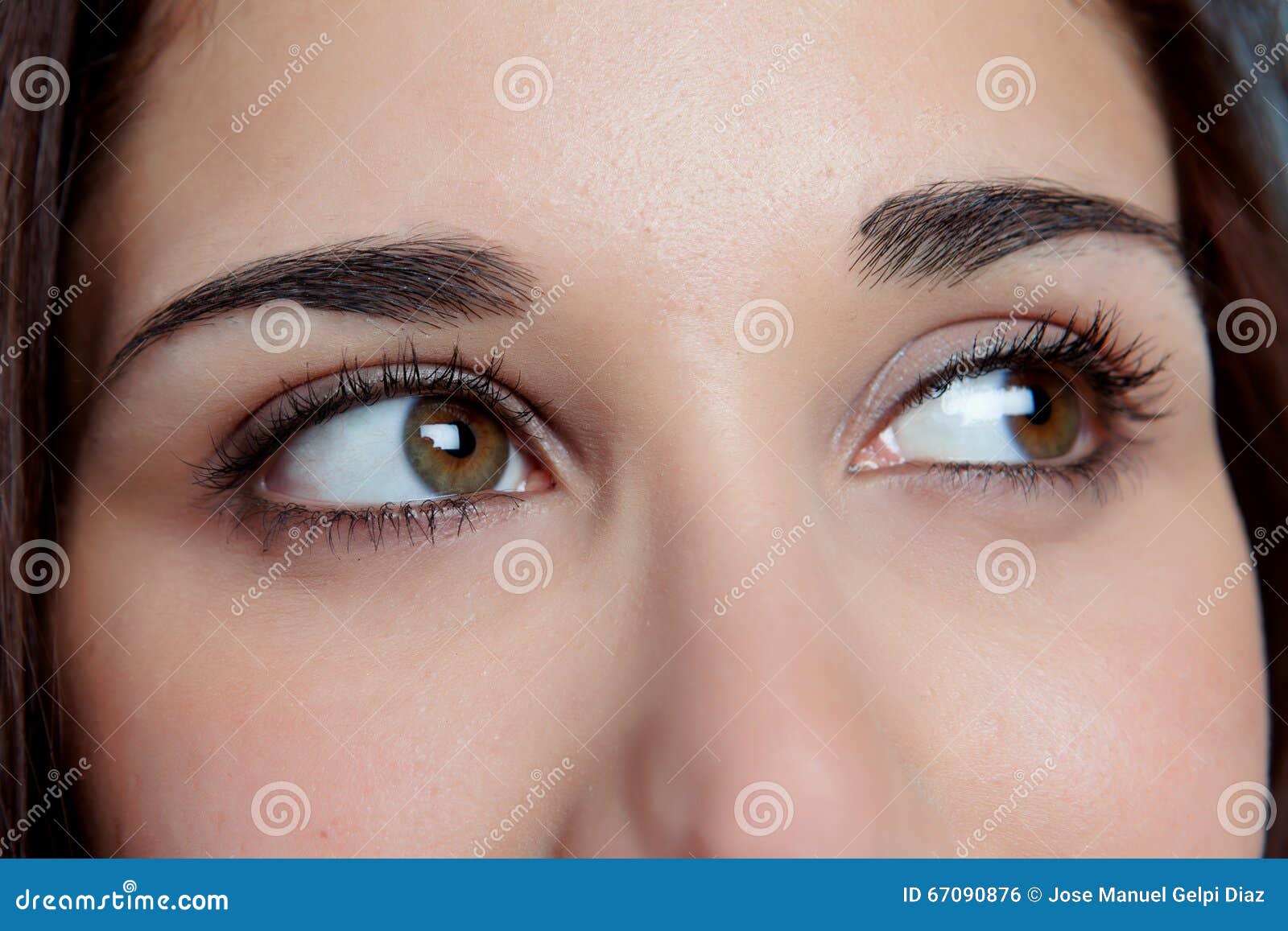 Young Girl with Brown Eyes Thinking Stock Photo - Image of pretty, head ...
