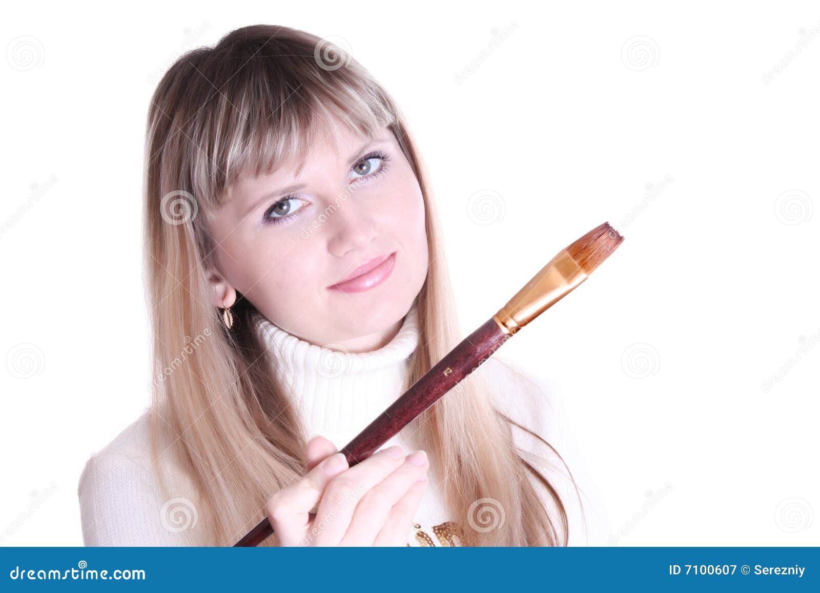 Young girl with brush stock image. Image of young, brush - 7100607