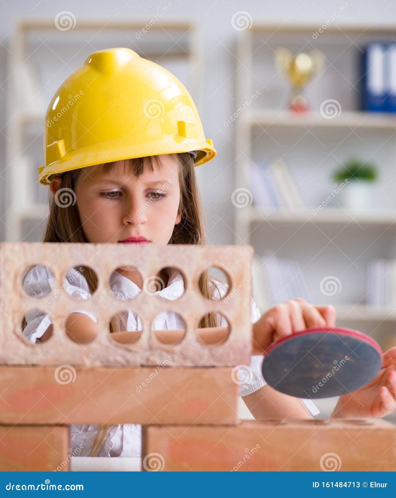 Young Girl Building with Construction Bricks Stock Image - Image of ...