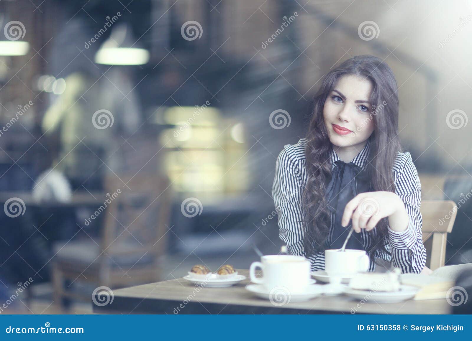 Young girl in cafe stock photo. Image of cafe, leisure - 63150358