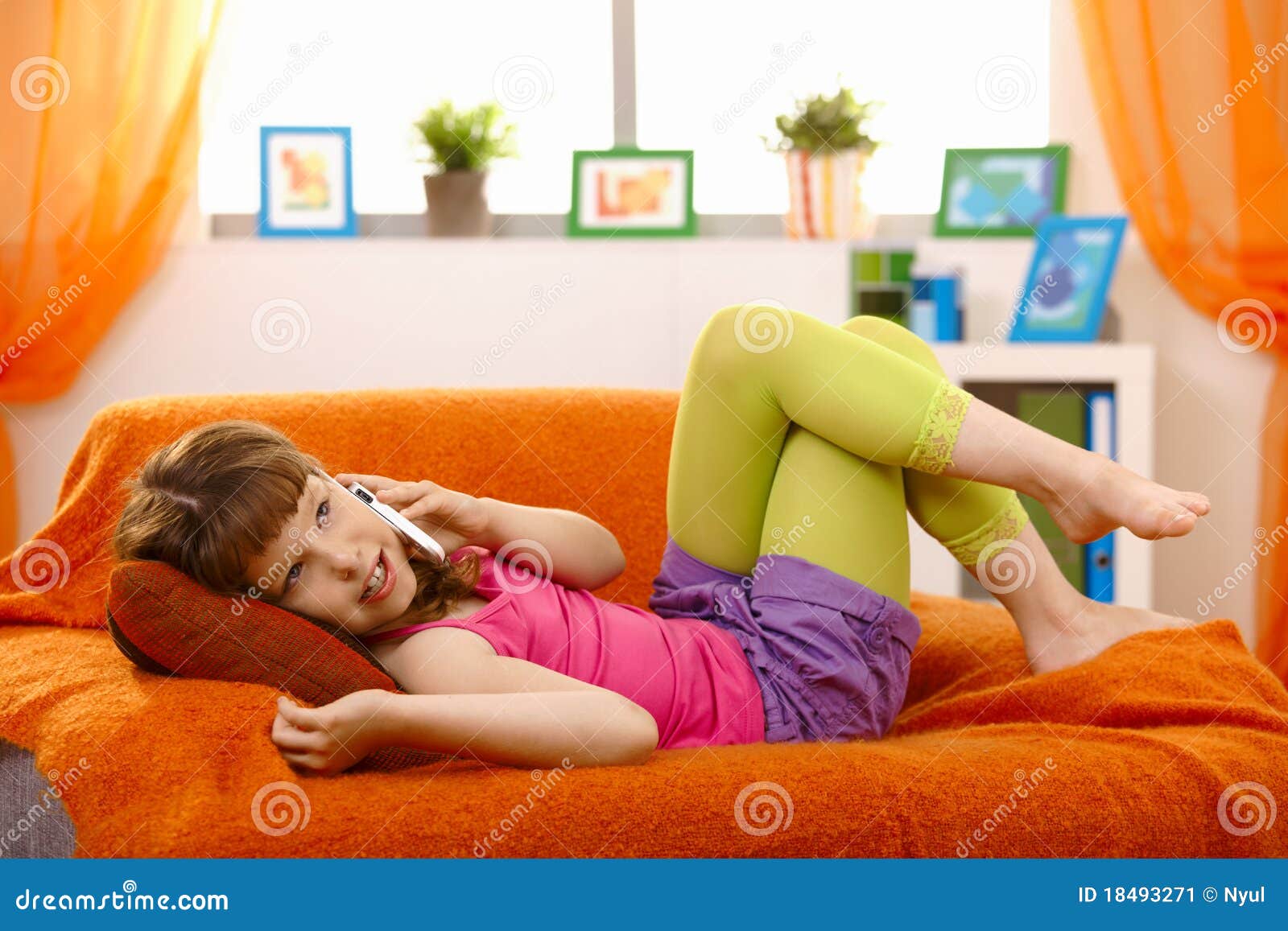 Young Girl Calling on Phone Stock Image - Image of cellphone, cute ...