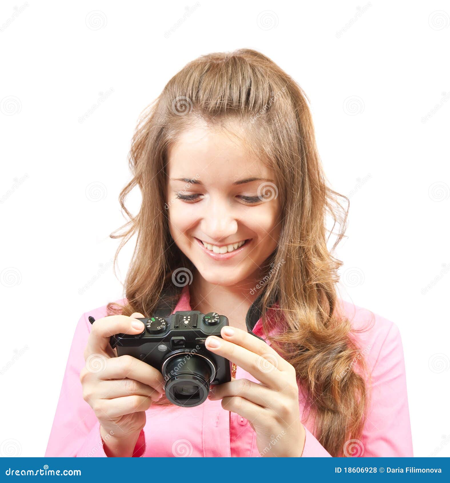 Young girl with camera stock photo. Image of hobby, snapshot - 18606928