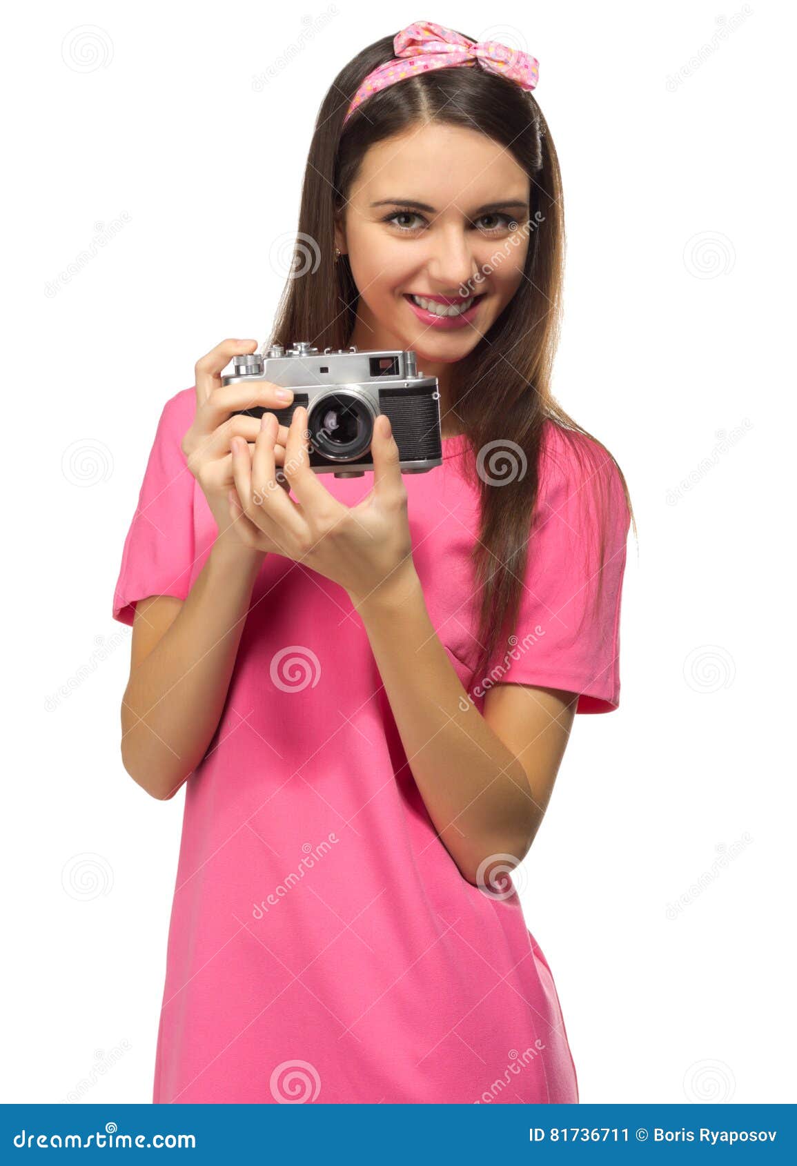 Young Girl with Camera Isolated Stock Image - Image of people ...