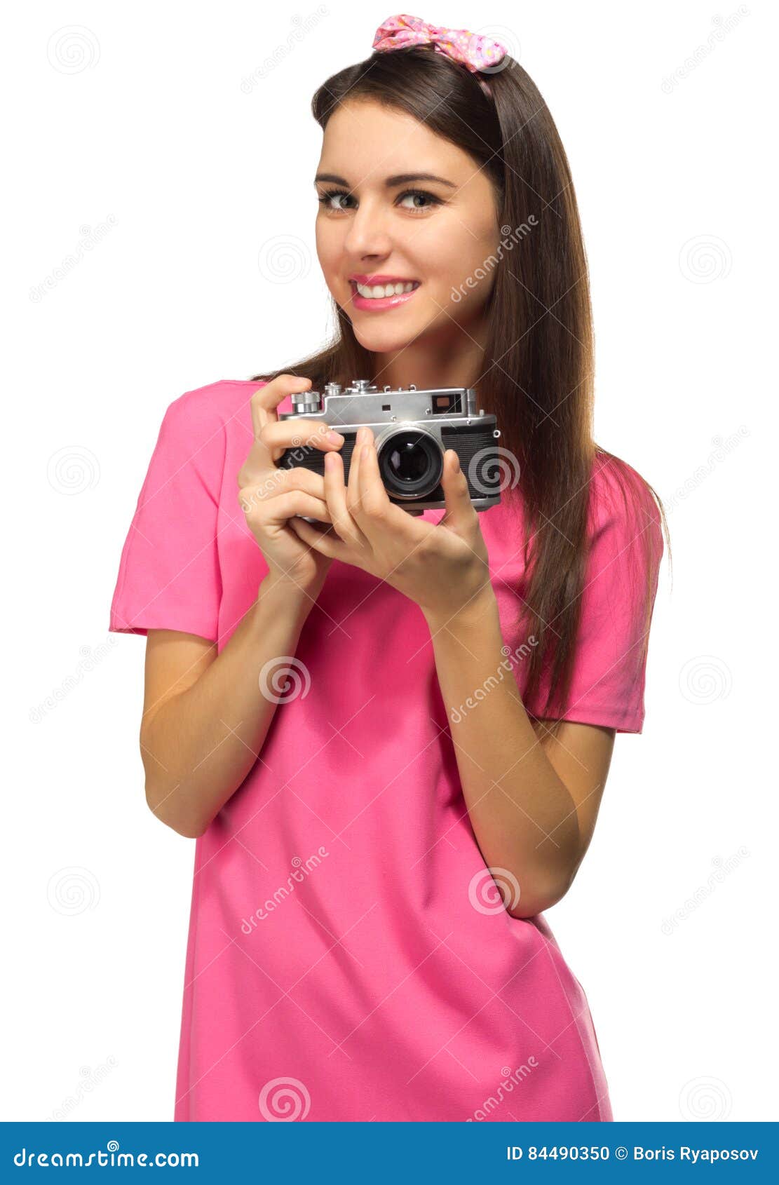 Young Girl with Camera Isolated Stock Photo - Image of concepts, girl ...