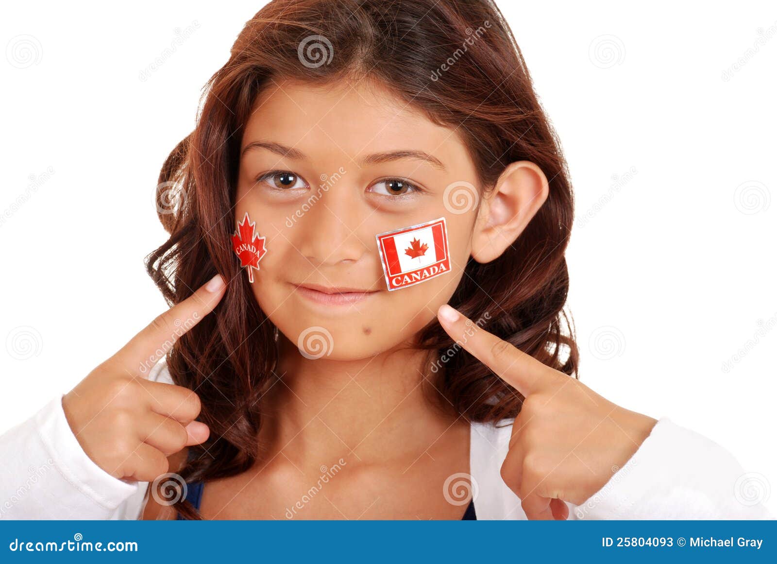 Young Girl with Canada Day Stickers on Face Stock Image - Image of ...