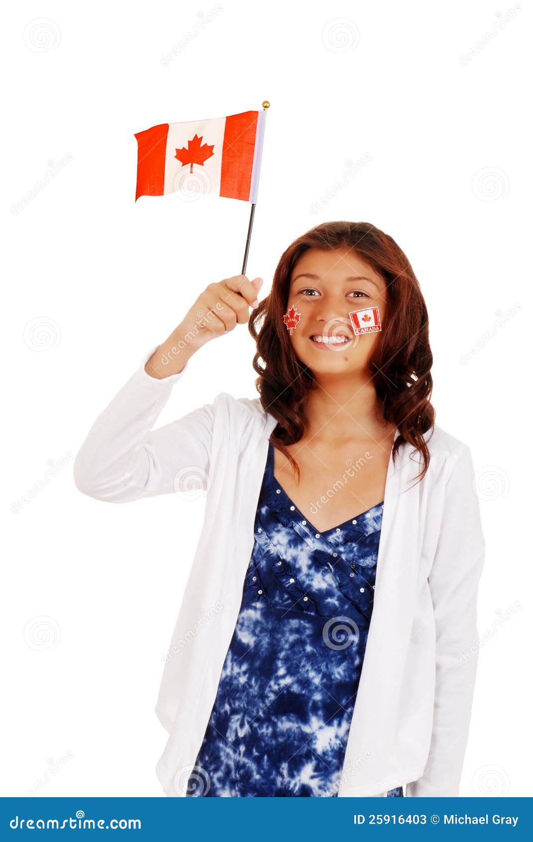 Young Girl with Canada Flag and Tattoos Stock Image - Image of american ...