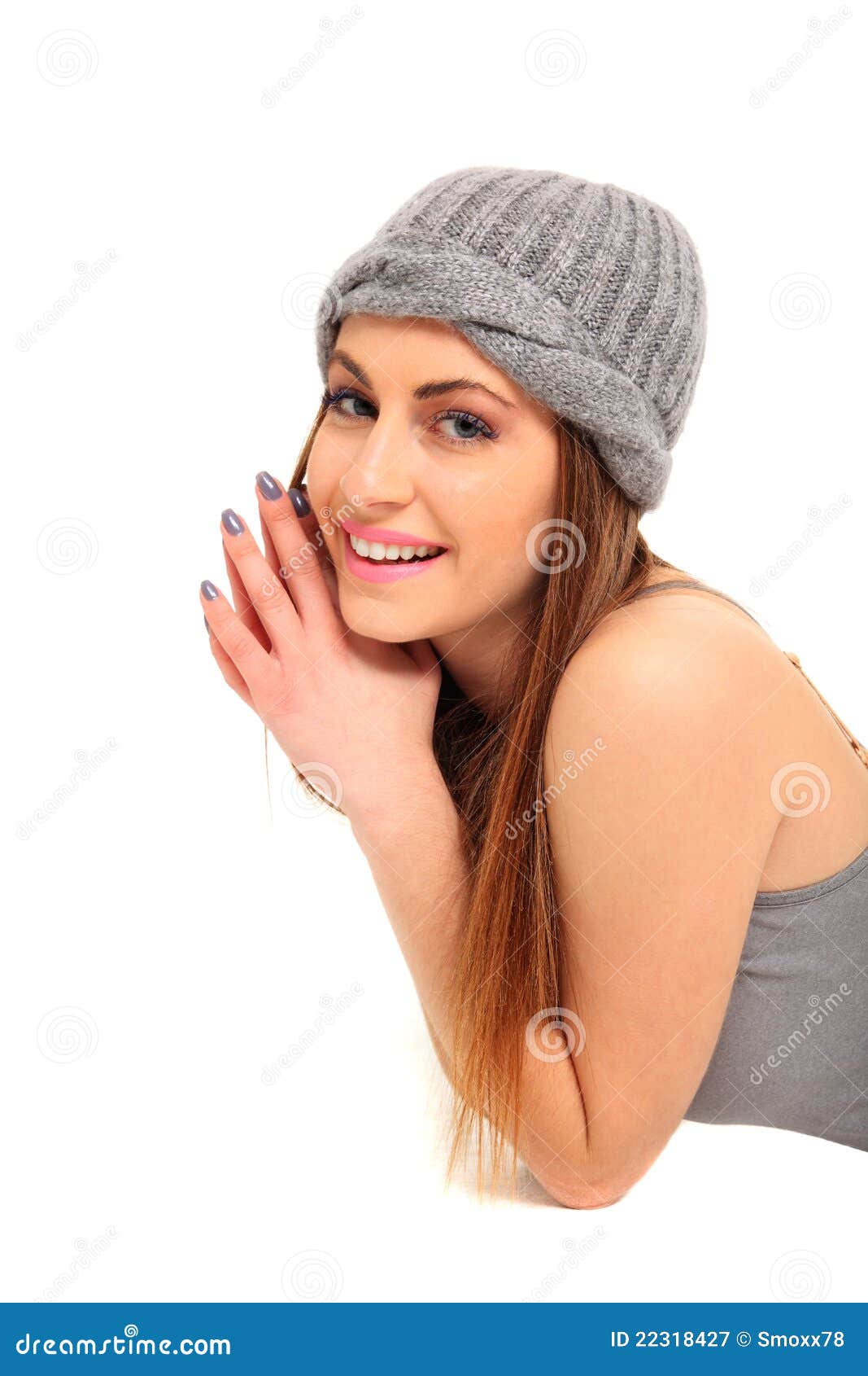 Young girl with cap posing stock image. Image of happiness - 22318427