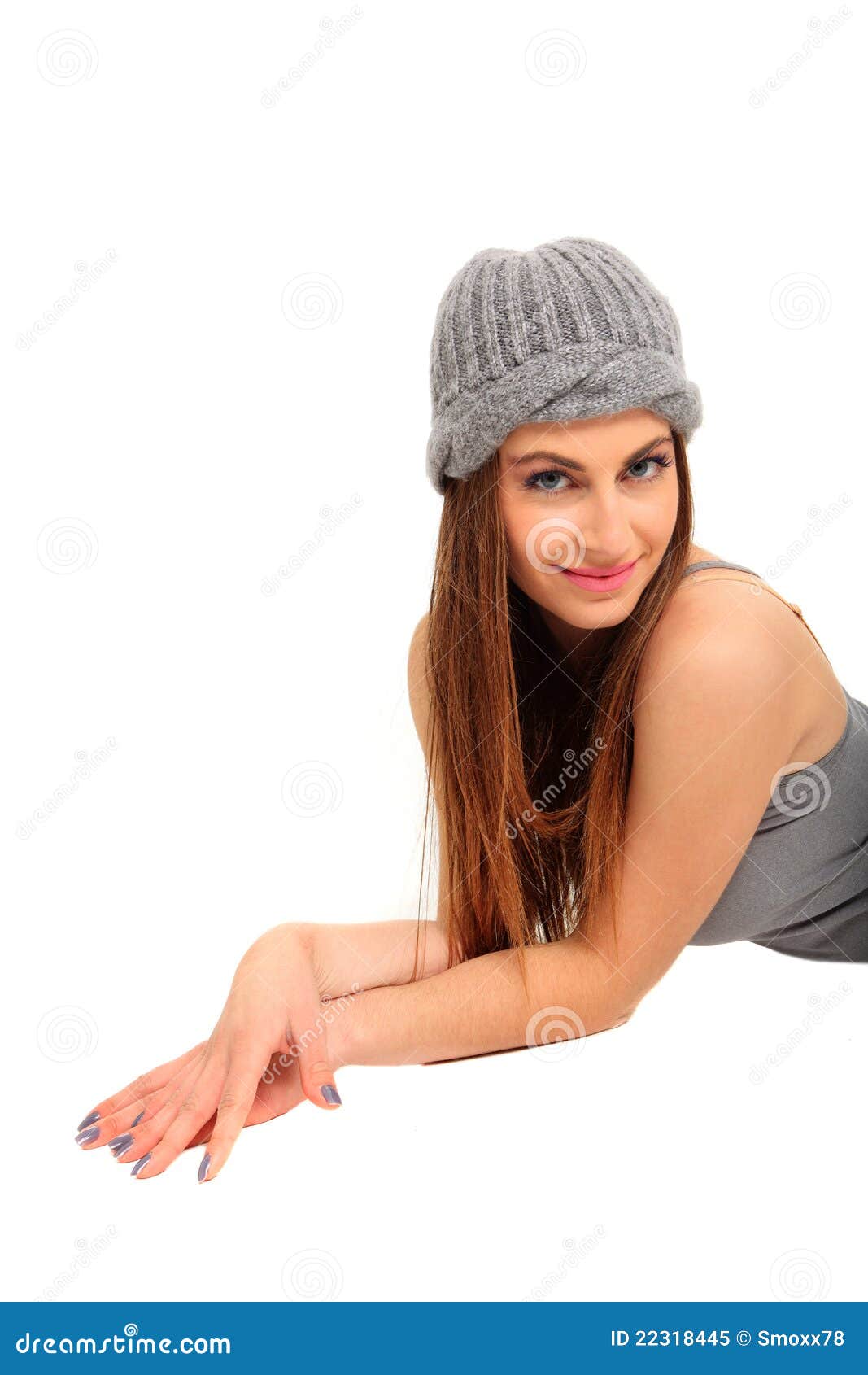 Young girl with cap posing stock image. Image of hair - 22318445