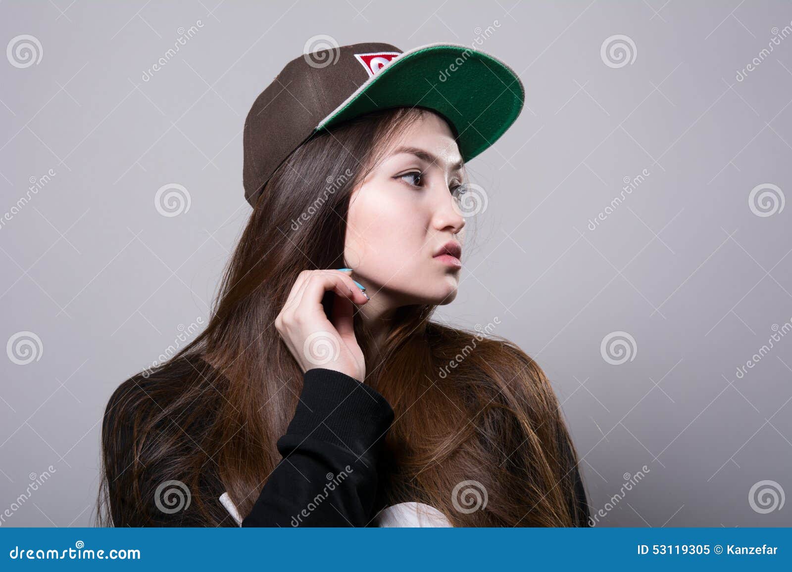 Young girl in a cap. stock image. Image of attractive - 53119305