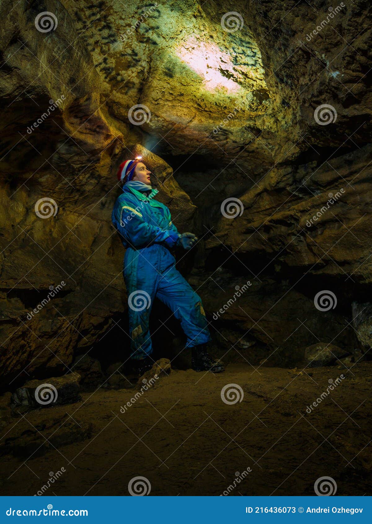 Young Girl Caver Exploring in the Cave Stock Image - Image of mountain ...