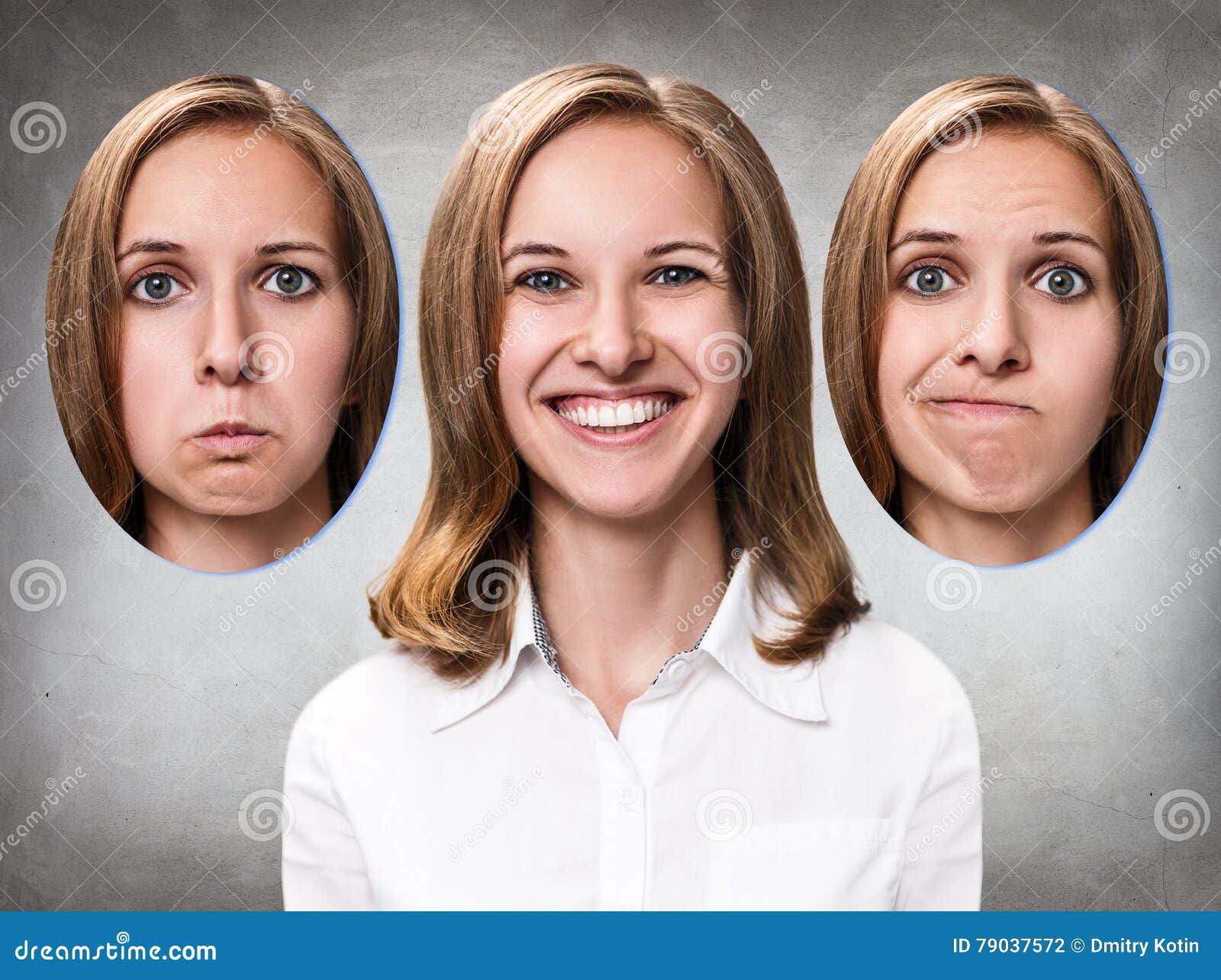 Young Girl Changes Her Face Portraits. Stock Photo - Image of head ...