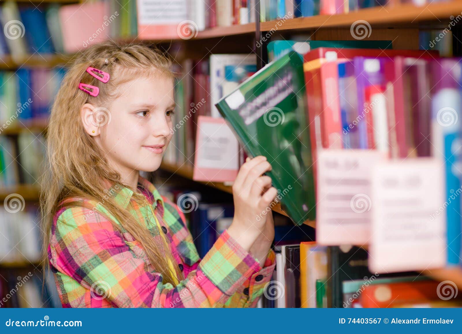 Young Girl Chooses a Book in the Library Stock Image - Image of learn ...