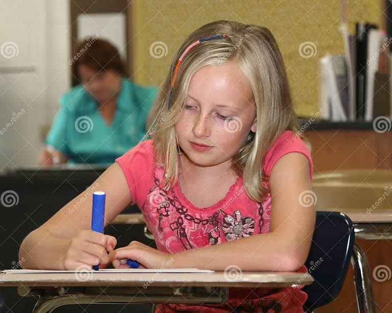 Young Girl In Class With Teacher Stock Image Image Of Elementary Education 12109003