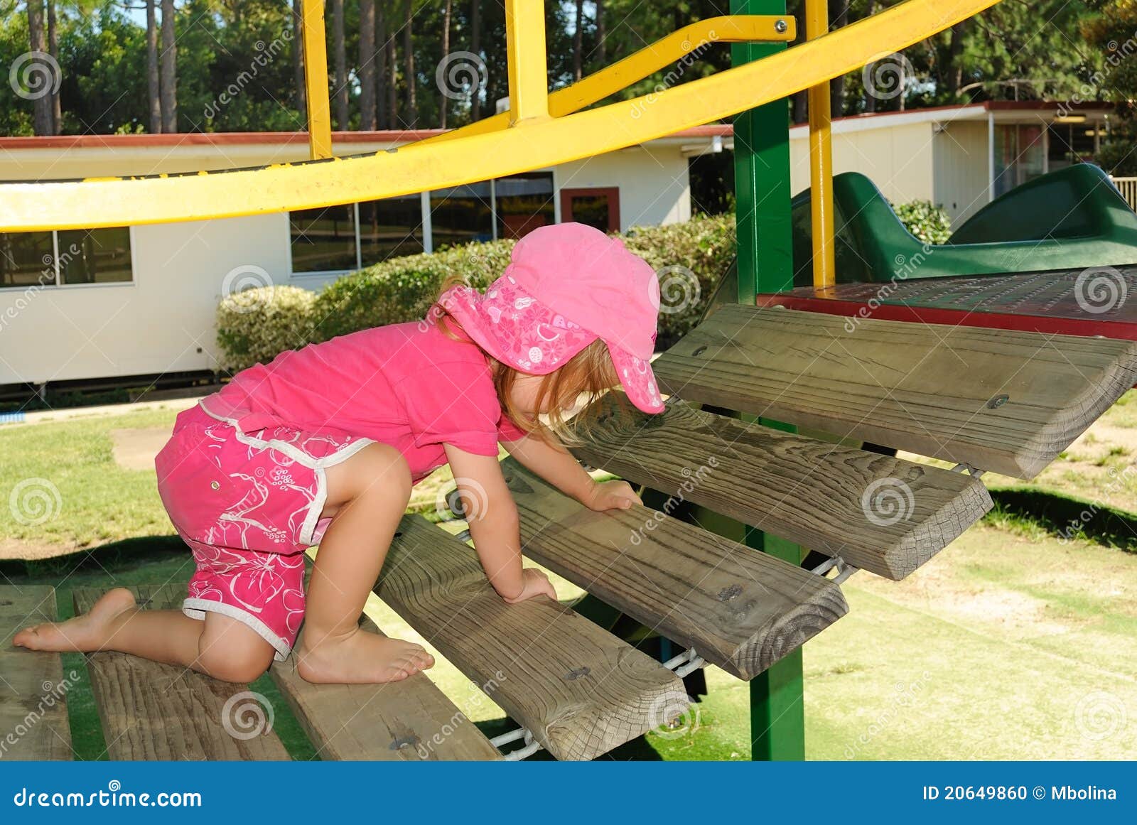 Young Girl Climbing on Playground Stock Photo - Image of cute ...