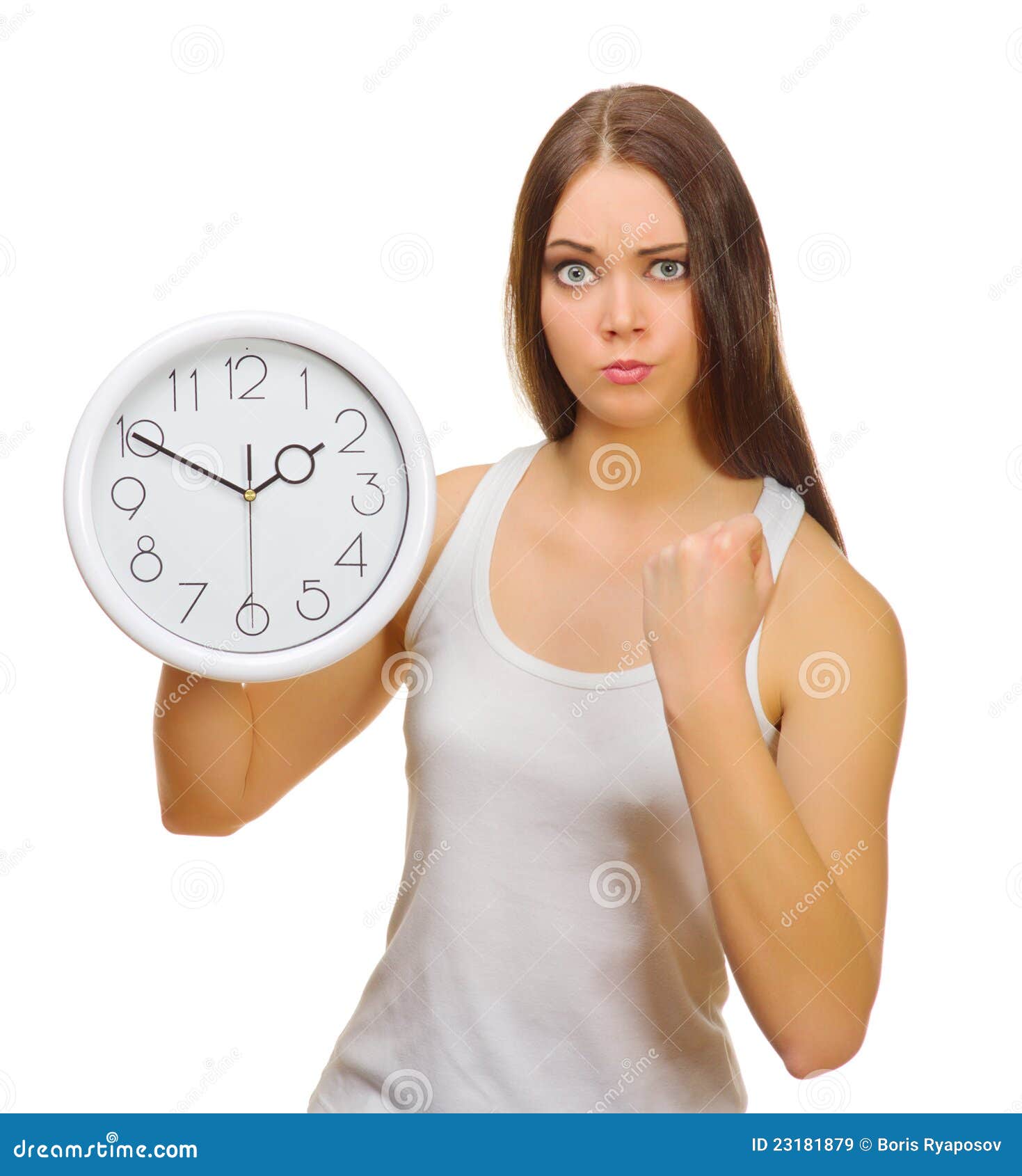 Young girl with clock stock image. Image of concept, expressive - 23181879