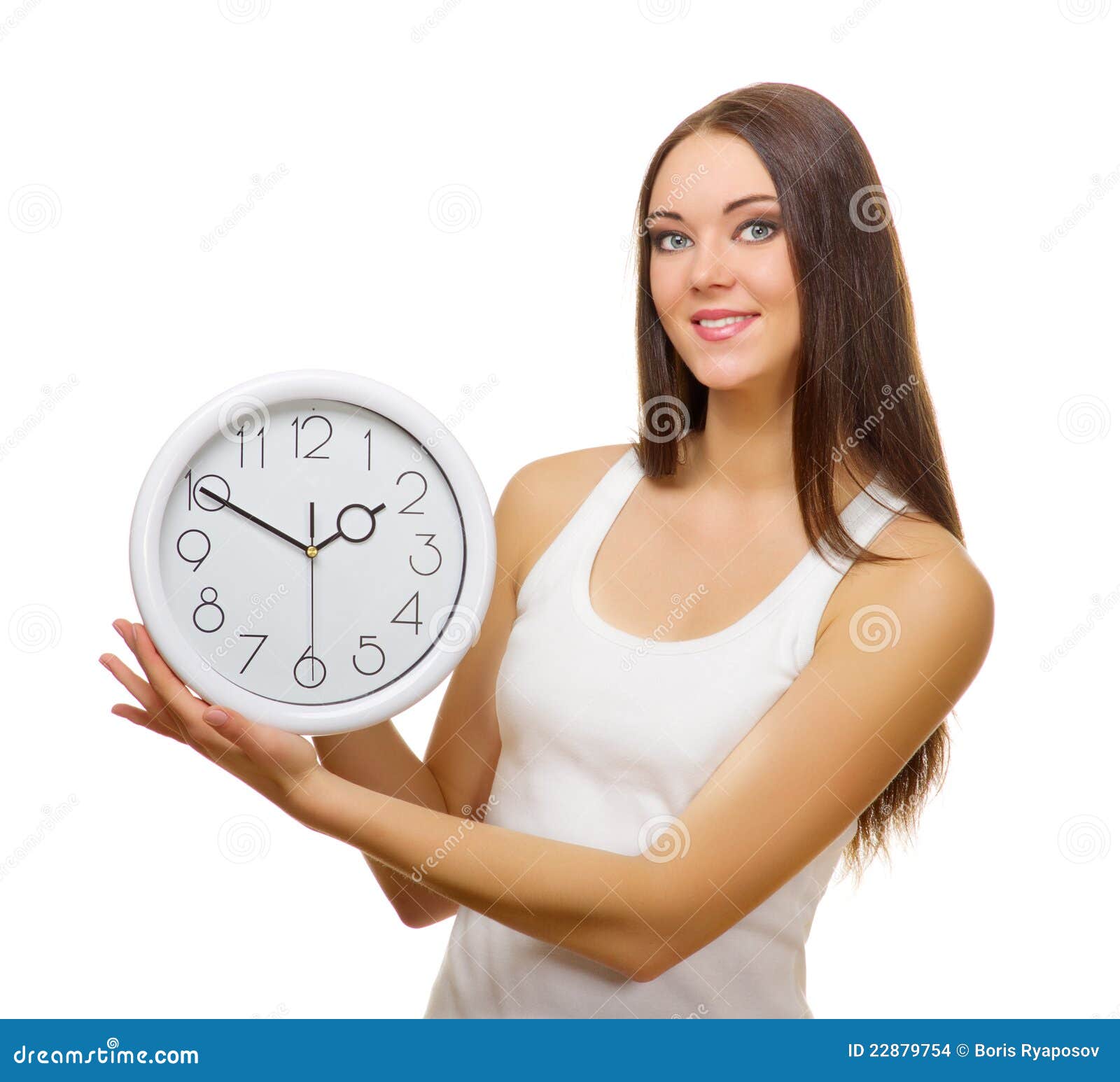 Young girl with clocks stock photo. Image of isolated - 22879754