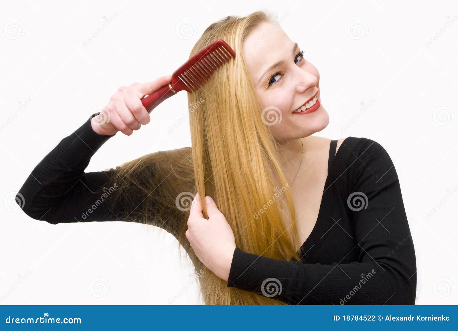 Young girl combs hair stock photo. Image of gently, european - 18784522