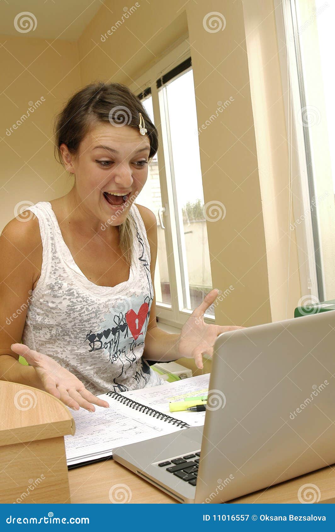 Young girl with computer stock image. Image of young - 11016557