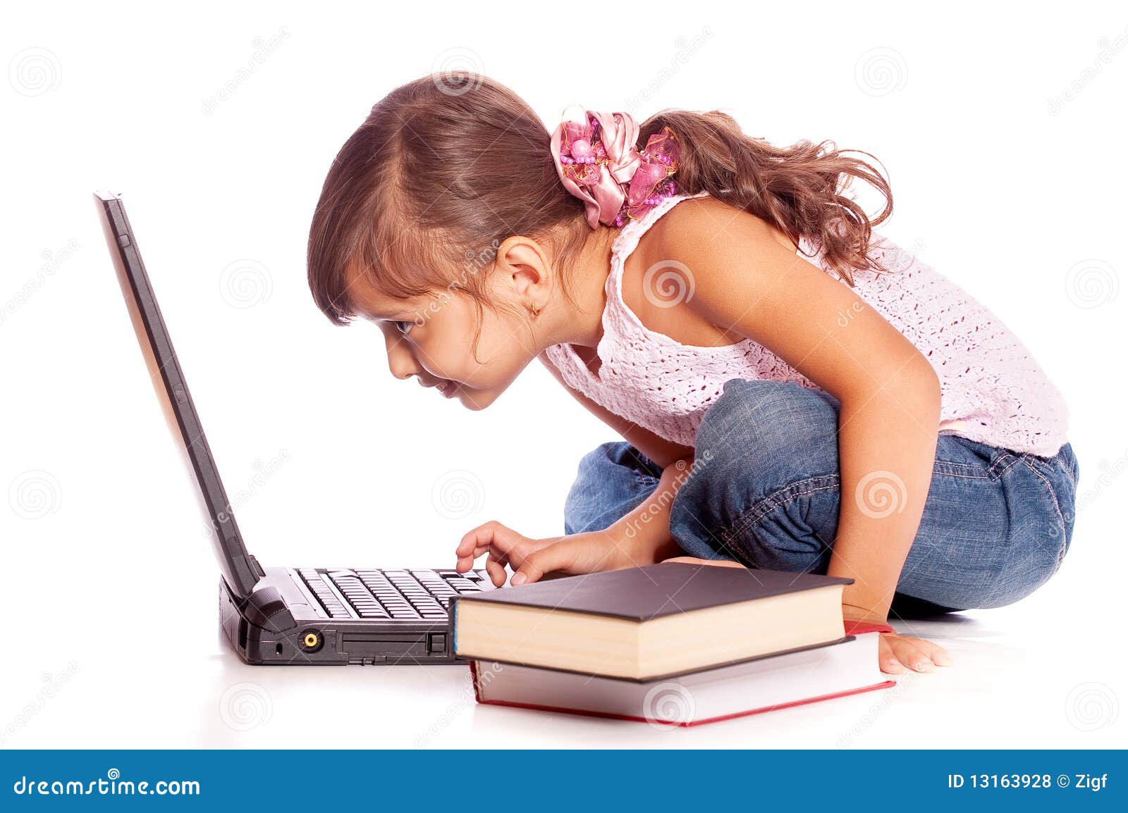 Young girl with computer stock photo. Image of keyboard - 13163928