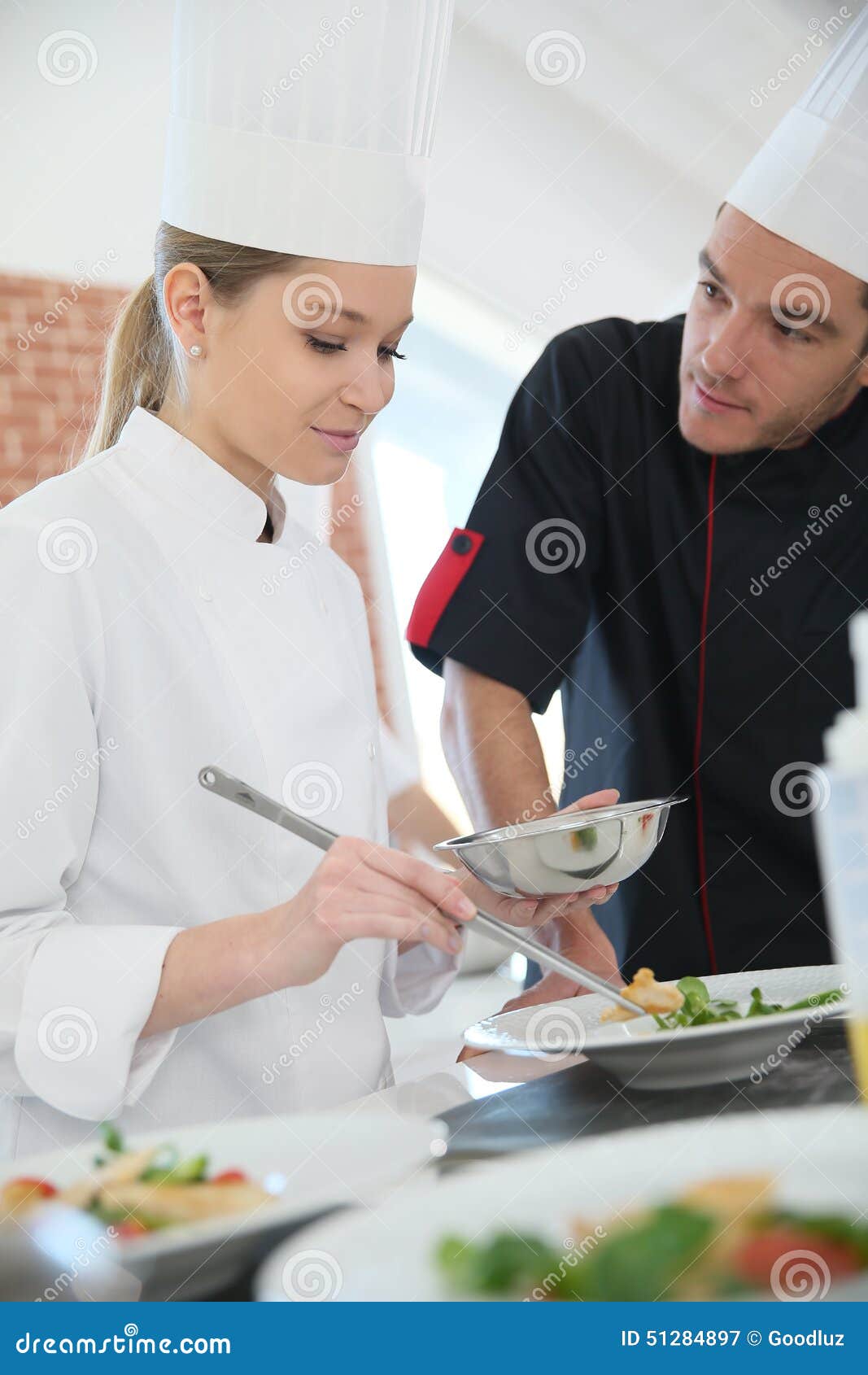 Young Girl Cooking with Chef Stock Image - Image of gastronomy ...