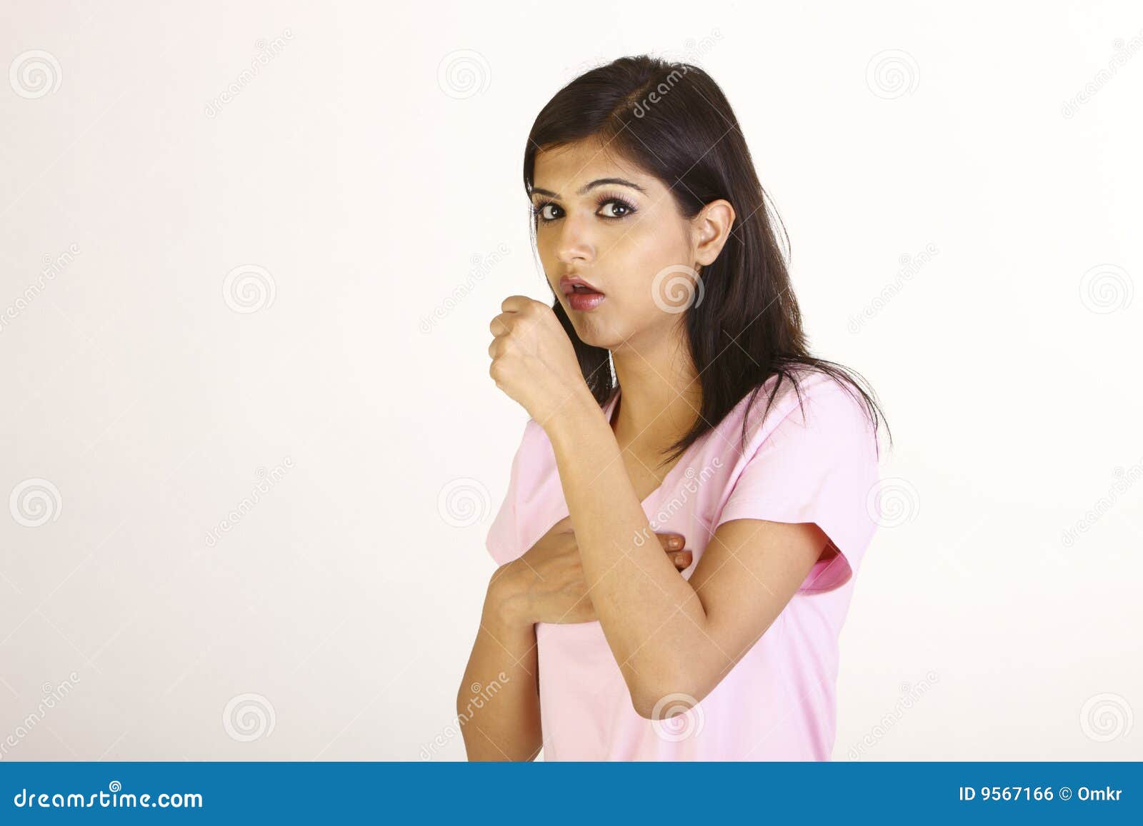 Young girl coughing stock photo. Image of female, pneumonia - 9567166
