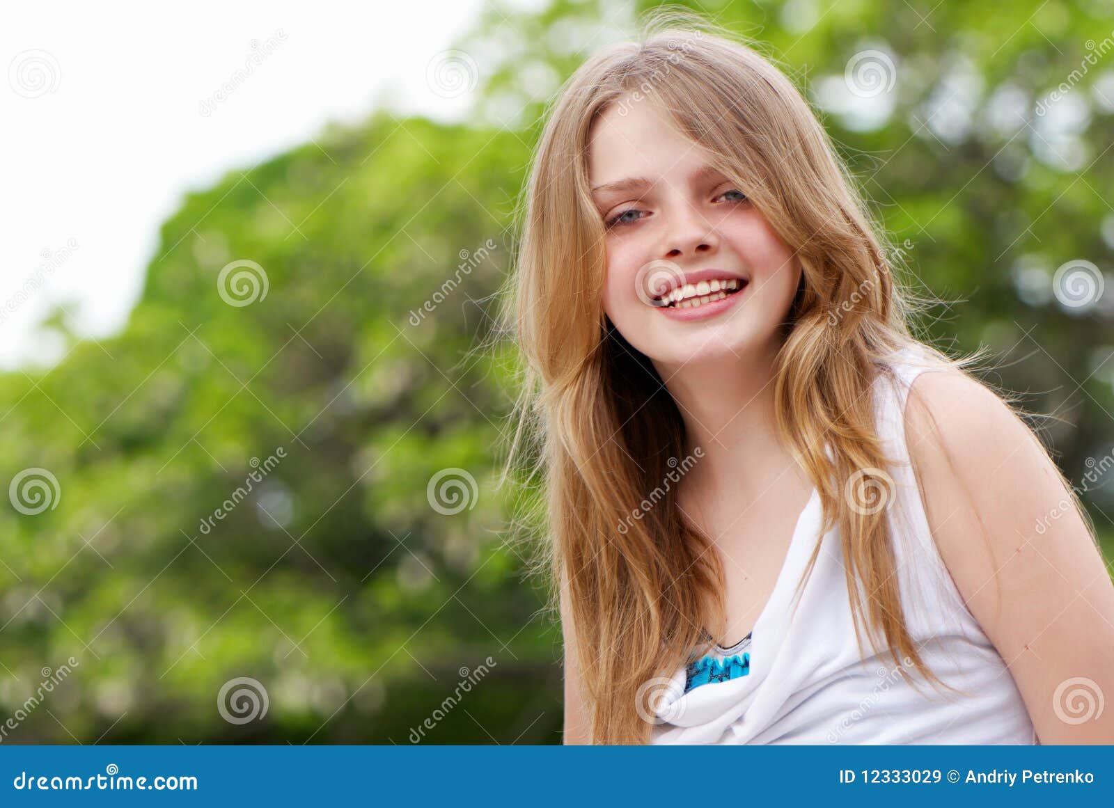 Young Girl in the Countryside Portrait Stock Image - Image of green ...