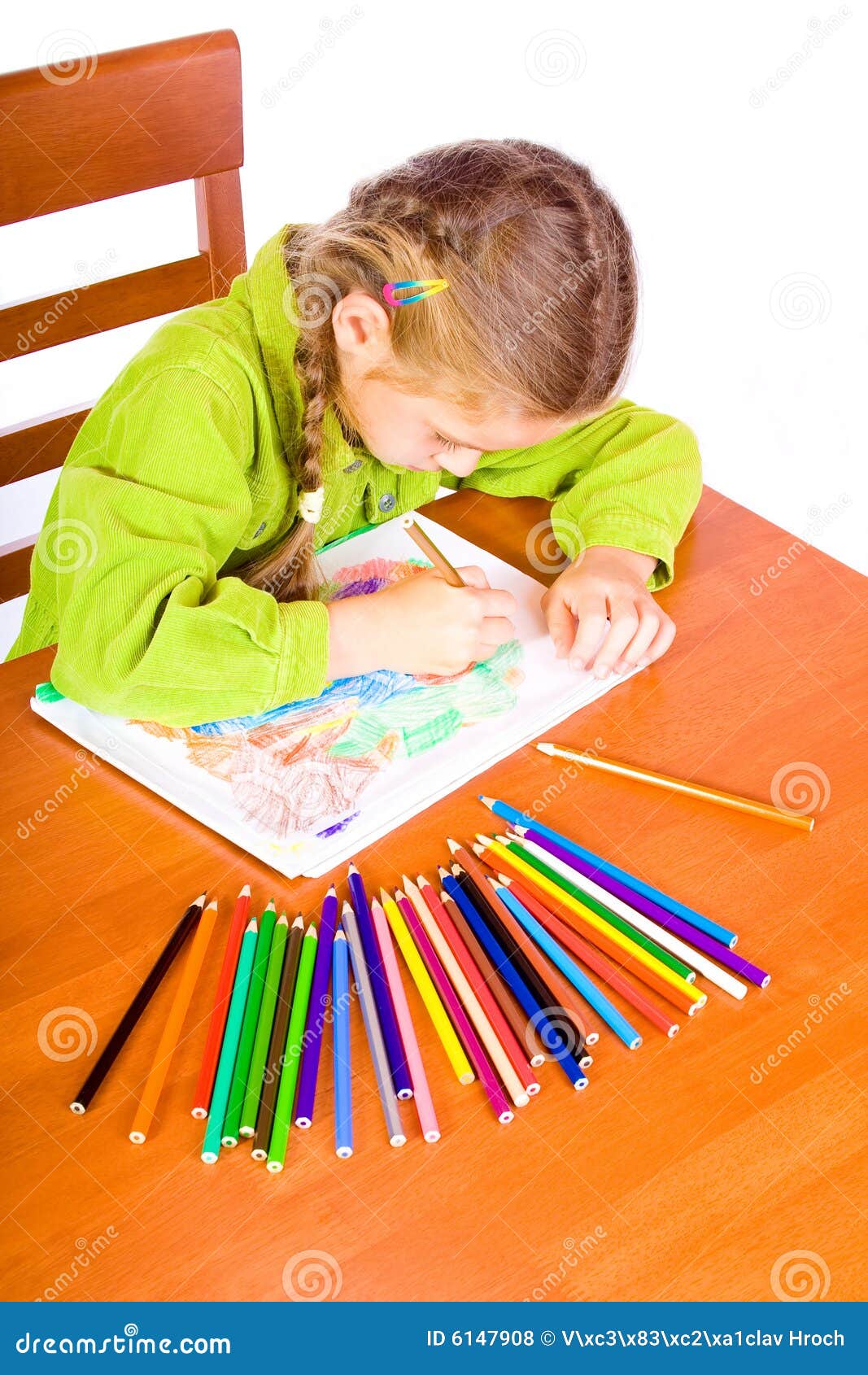 Young girl with crayons stock photo. Image of childhood - 6147908