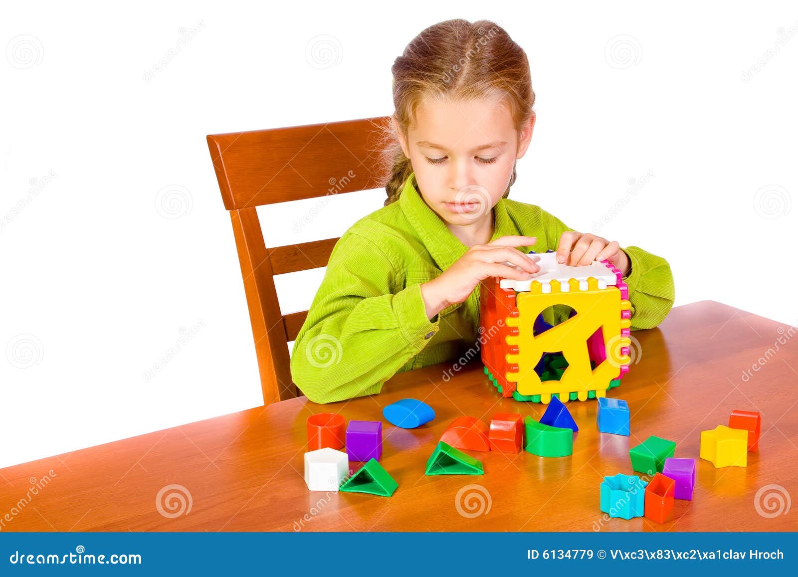 Young girl with cube stock image. Image of child, caucasian - 6134779
