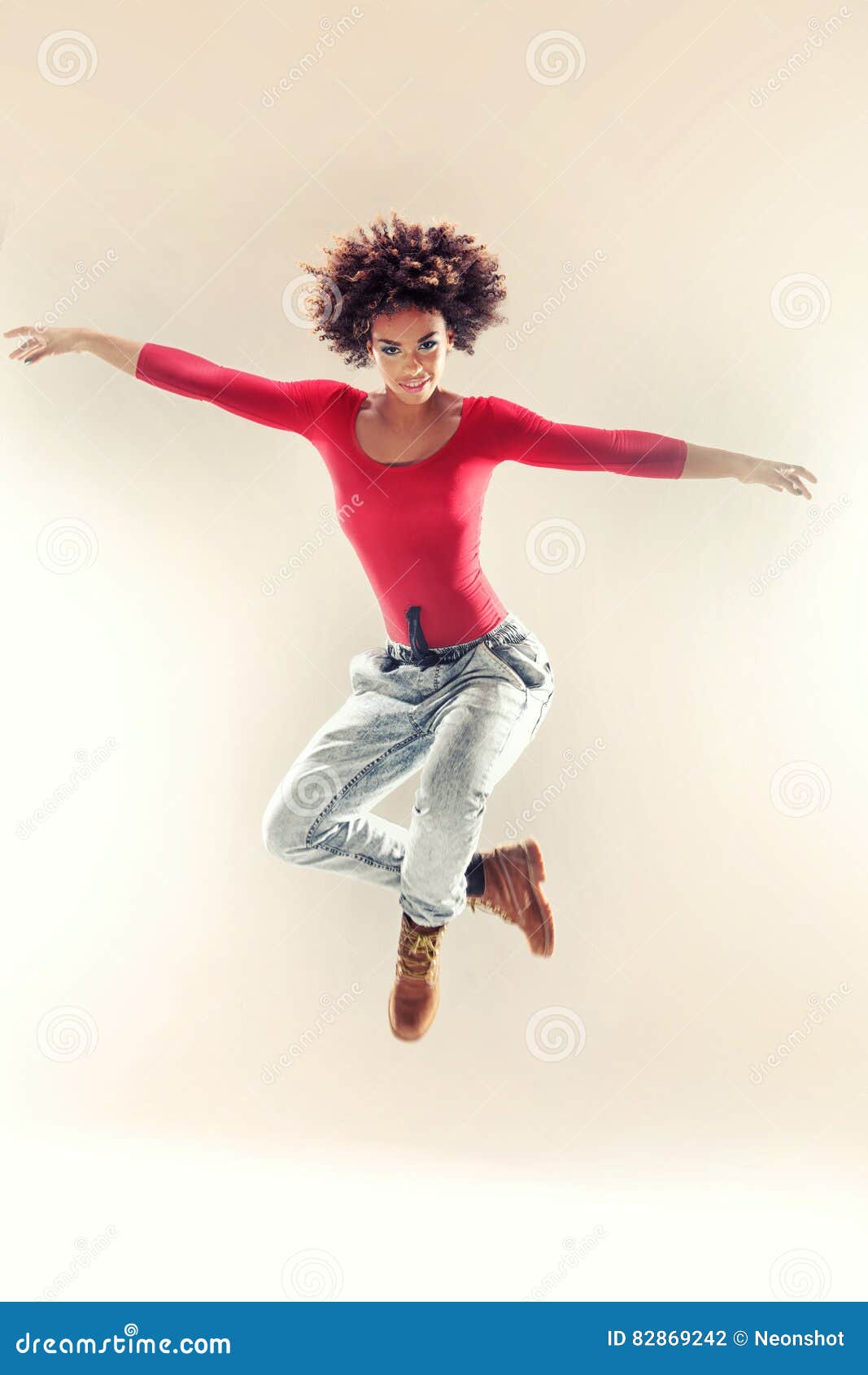 Young Girl Dancing, Jumping. Stock Photo - Image of cool, fashionable ...