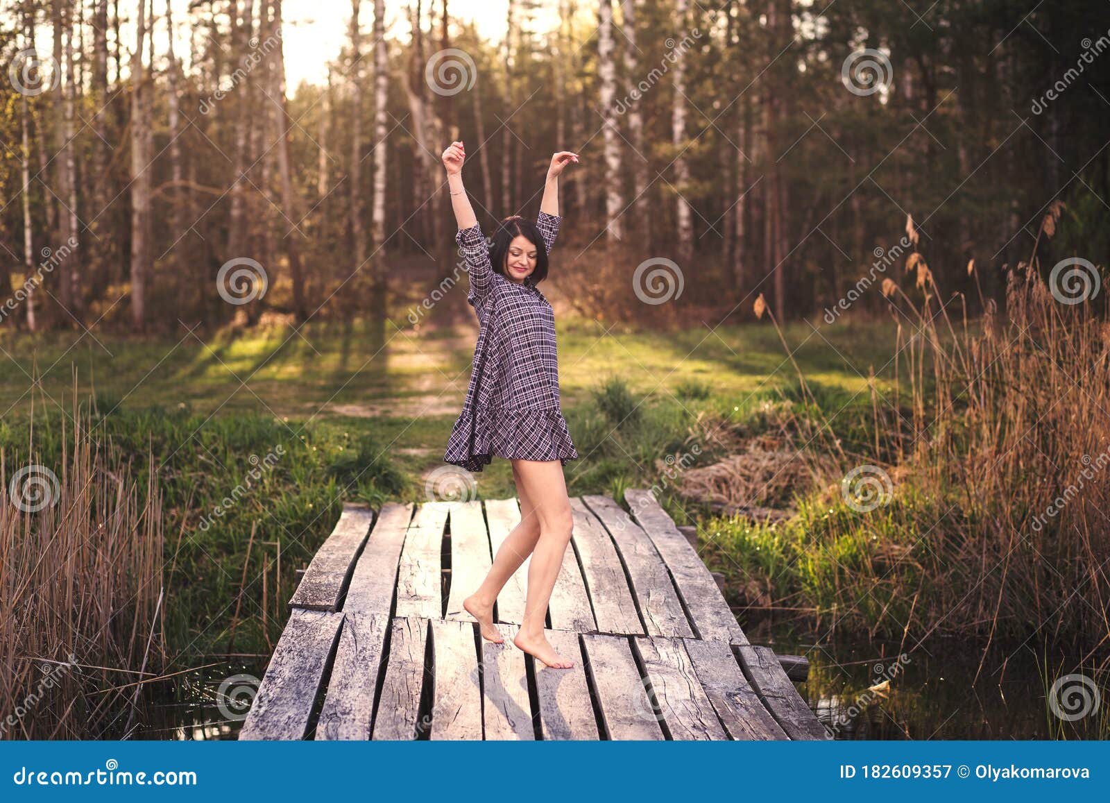 Young Girl Dancing in Nature Stock Image - Image of female, sunrise ...