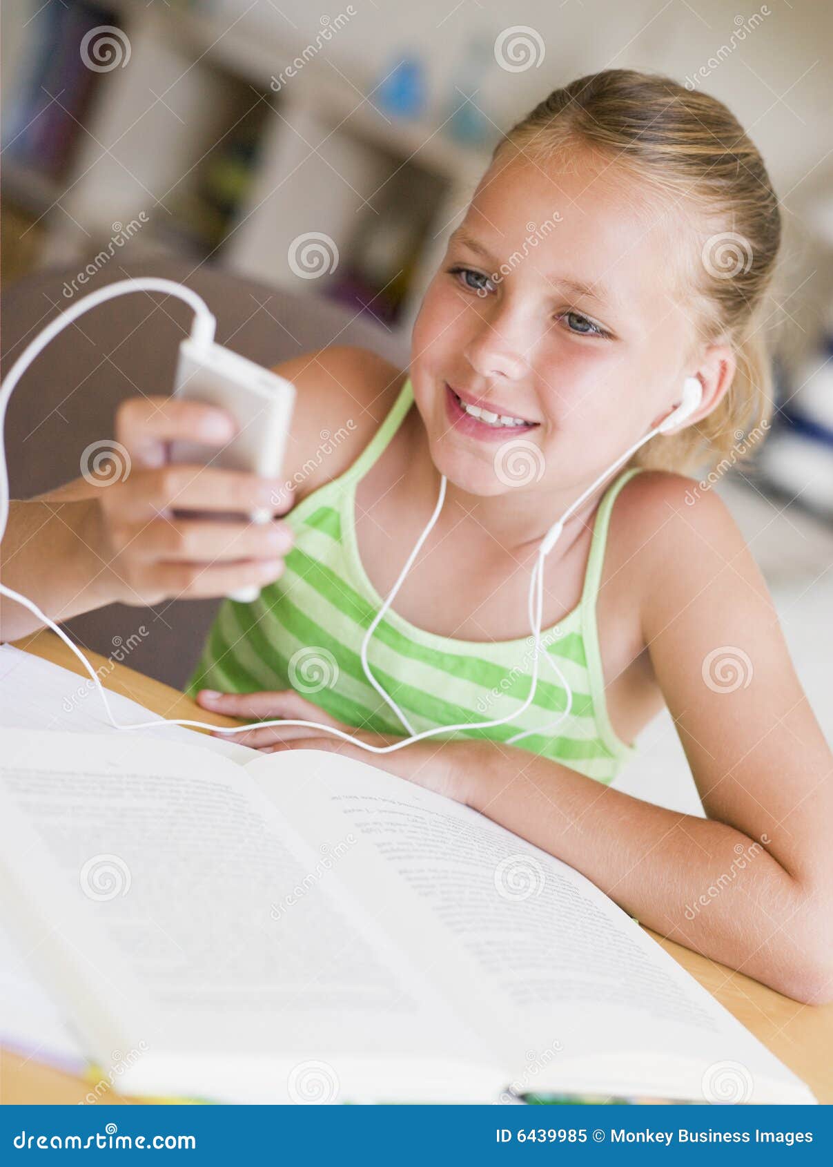 Young Girl Distracted from Her Homework Stock Image - Image of child ...