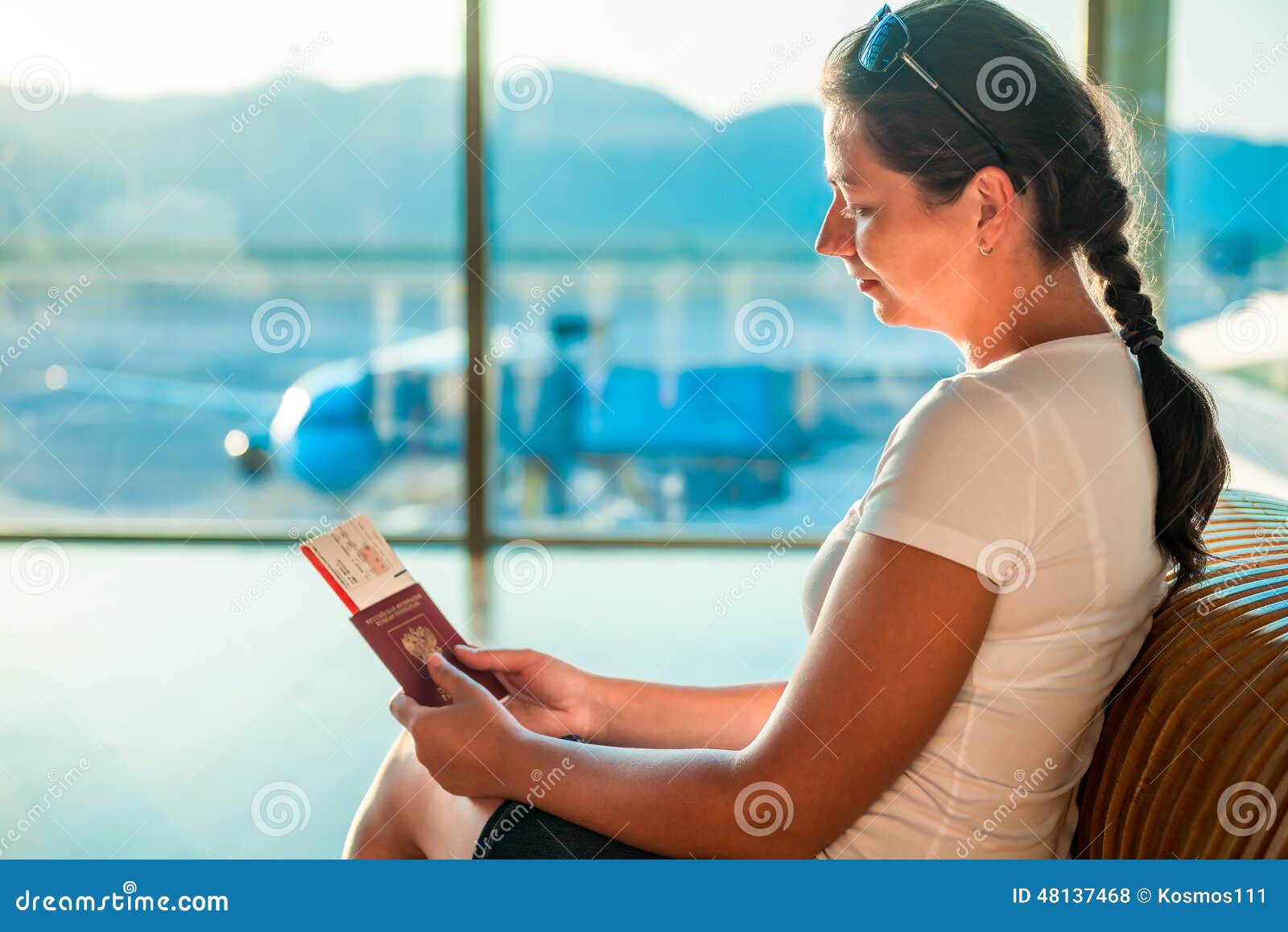 Young Girl with Documents Waiting To Board Stock Photo - Image of ...