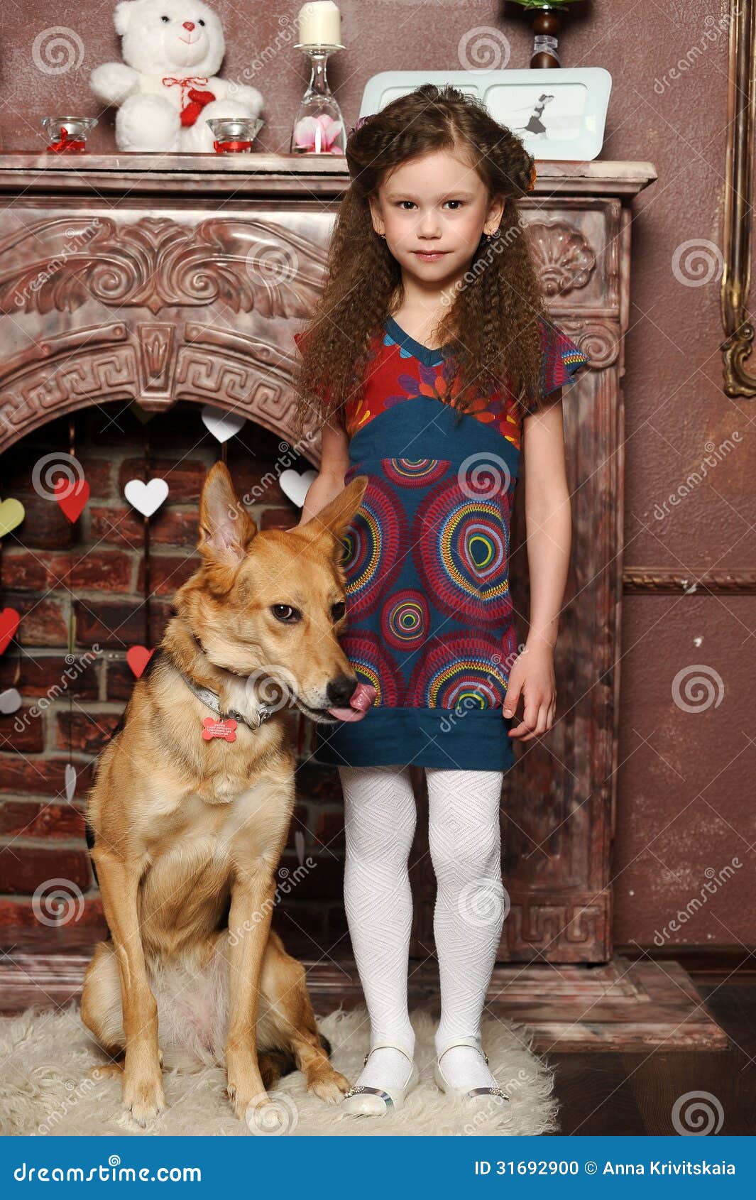 Young girl with dog stock photo. Image of children, companion - 31692900