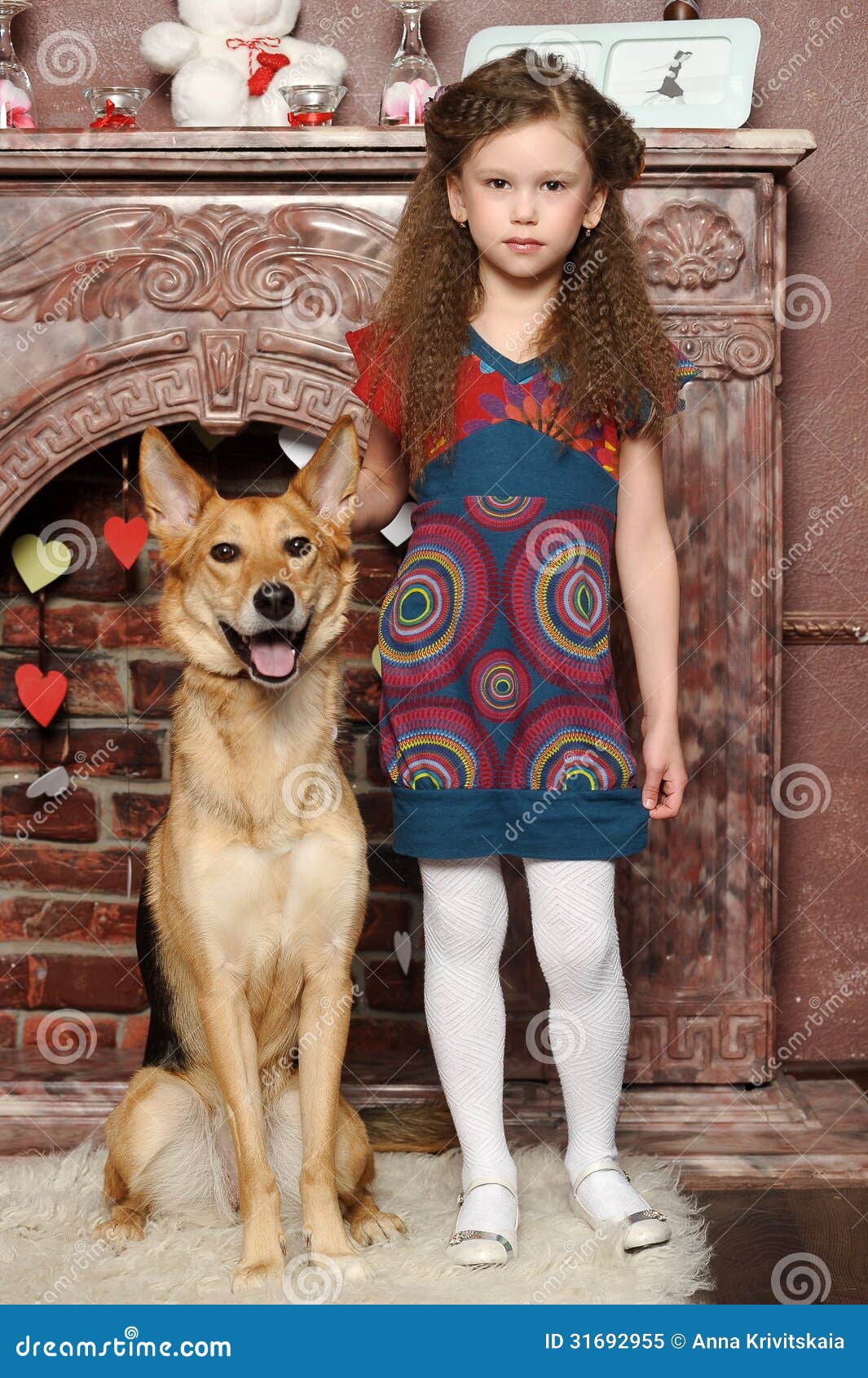Young girl with dog stock image. Image of background - 31692955