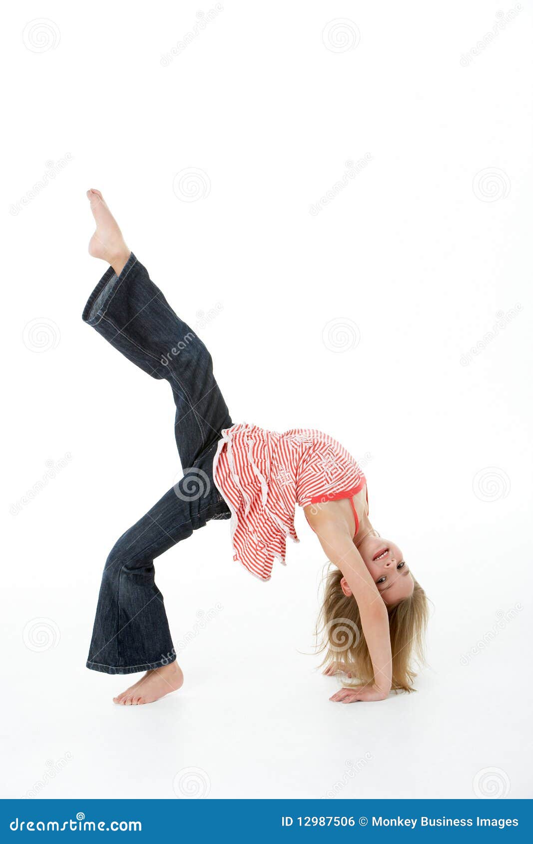 Young Girl Doing Backflip In Studio Royalty Free Stock Image - Image ...