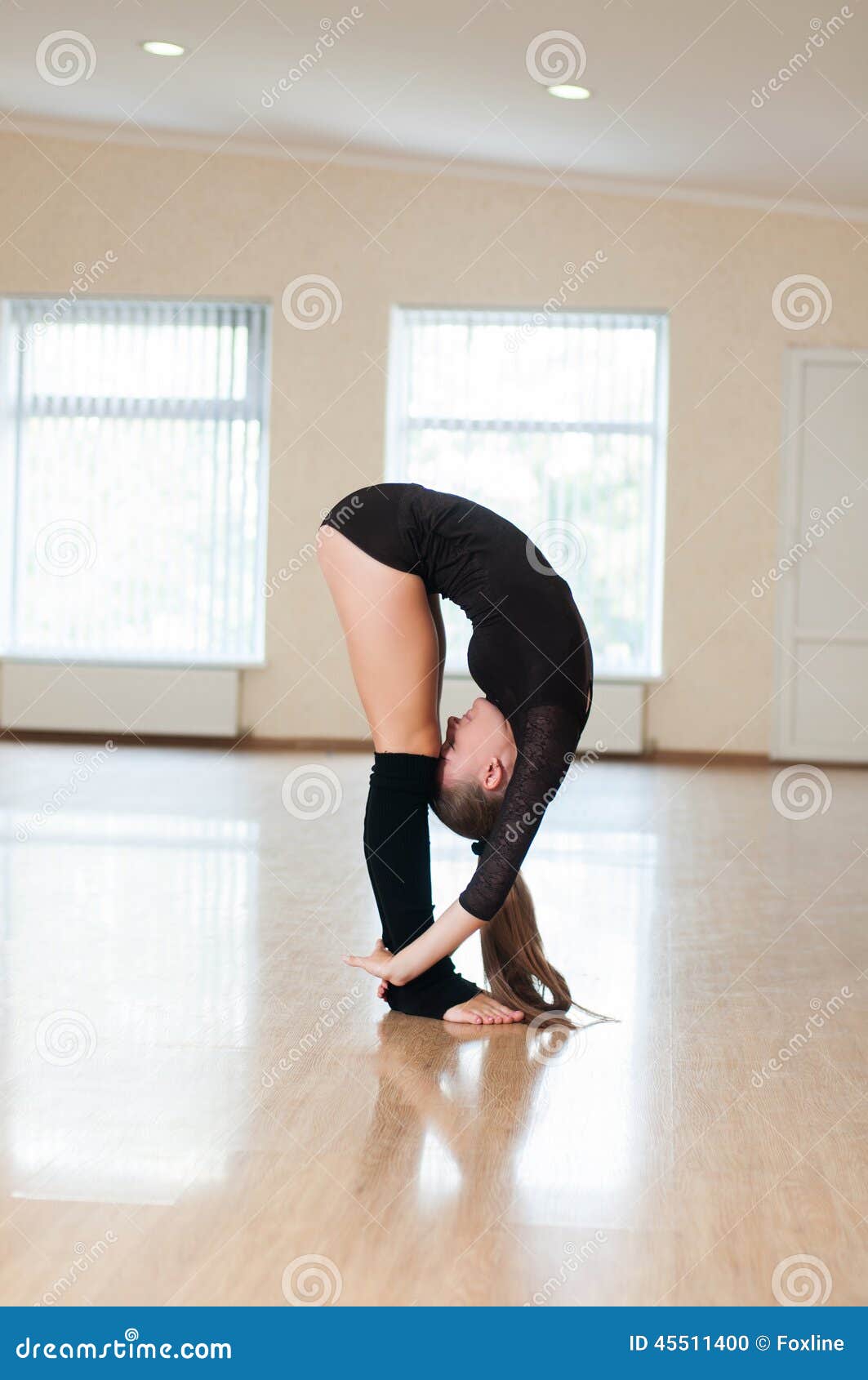 Young Girl Doing Exercises in Dance Class Stock Photo - Image of ...