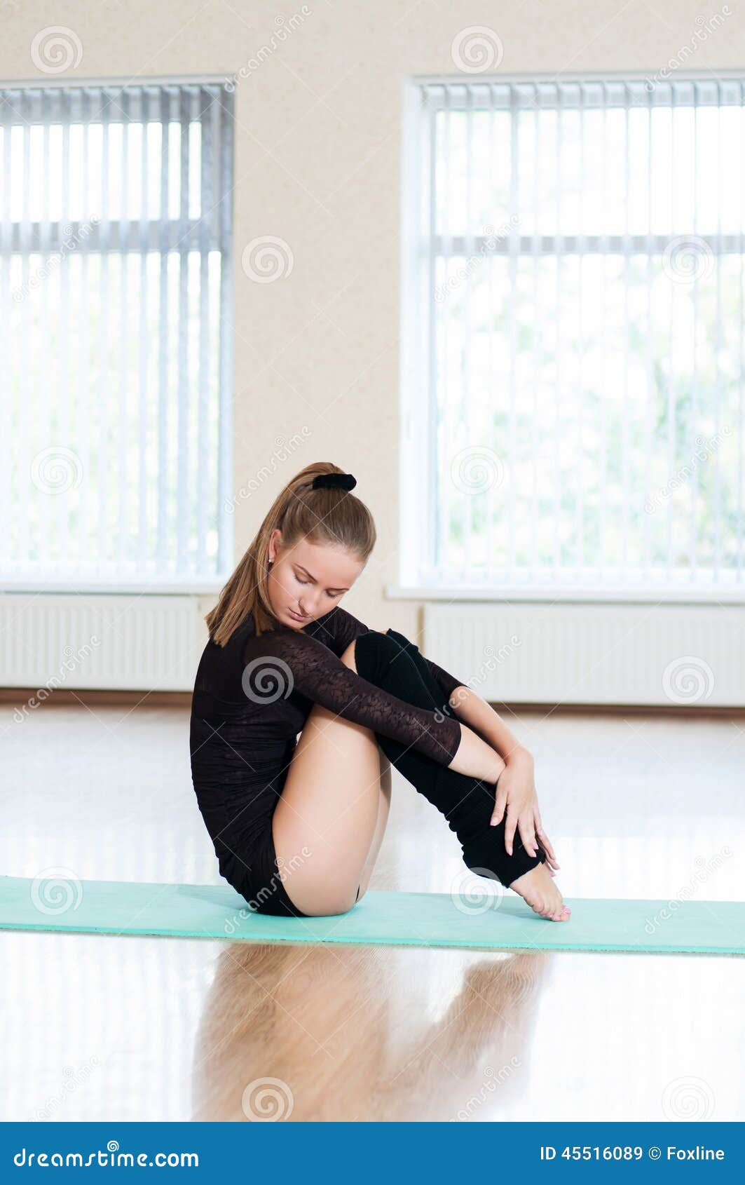 Young Girl Doing Exercises in Dance Class Stock Image - Image of center ...