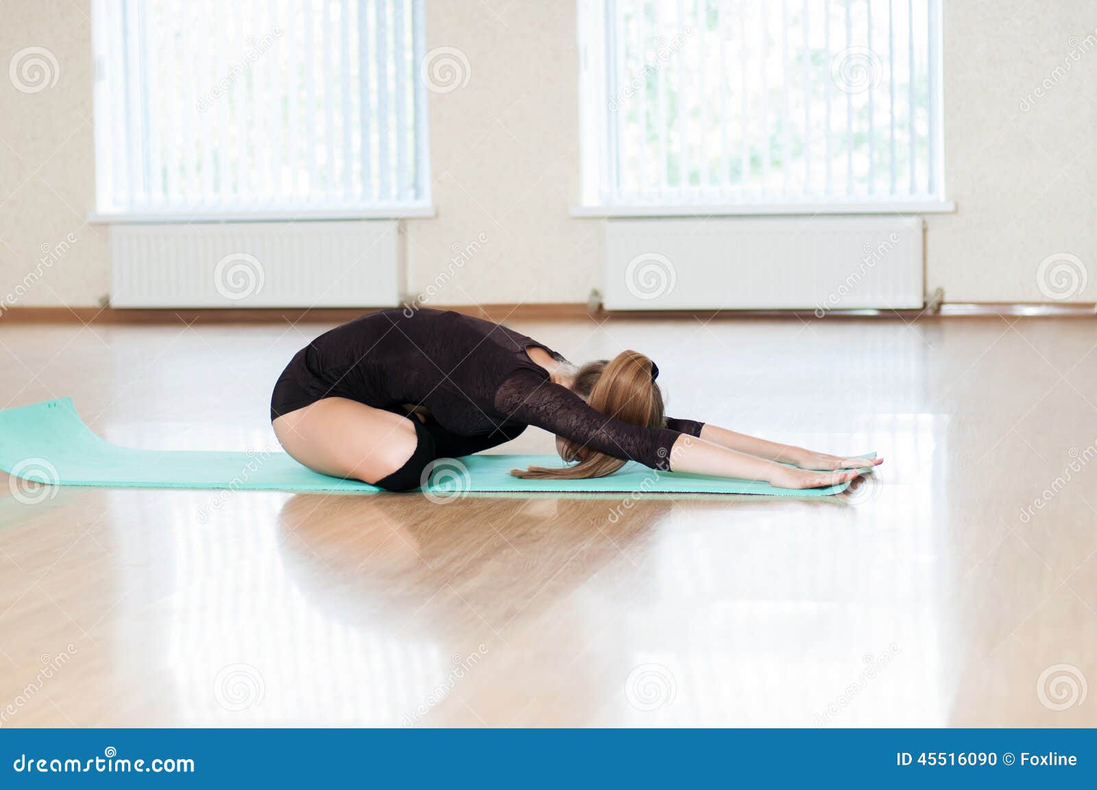 Young Girl Doing Exercises in Dance Class Stock Photo - Image of asian ...