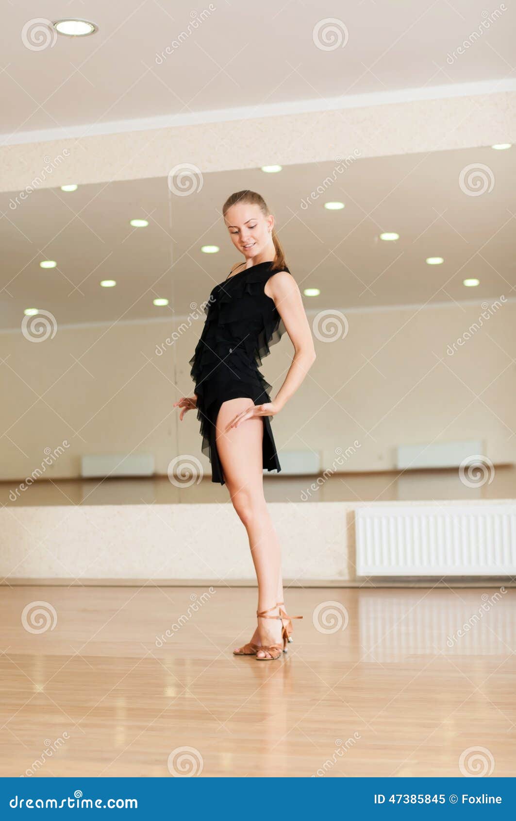 Young Girl Doing Exercises in a Dance Class Stock Image - Image of ...