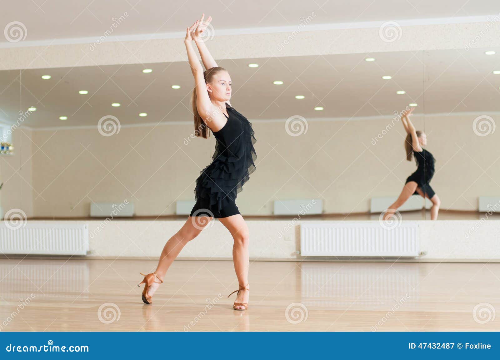 Young Girl Doing Exercises in a Dance Class Stock Image - Image of ...